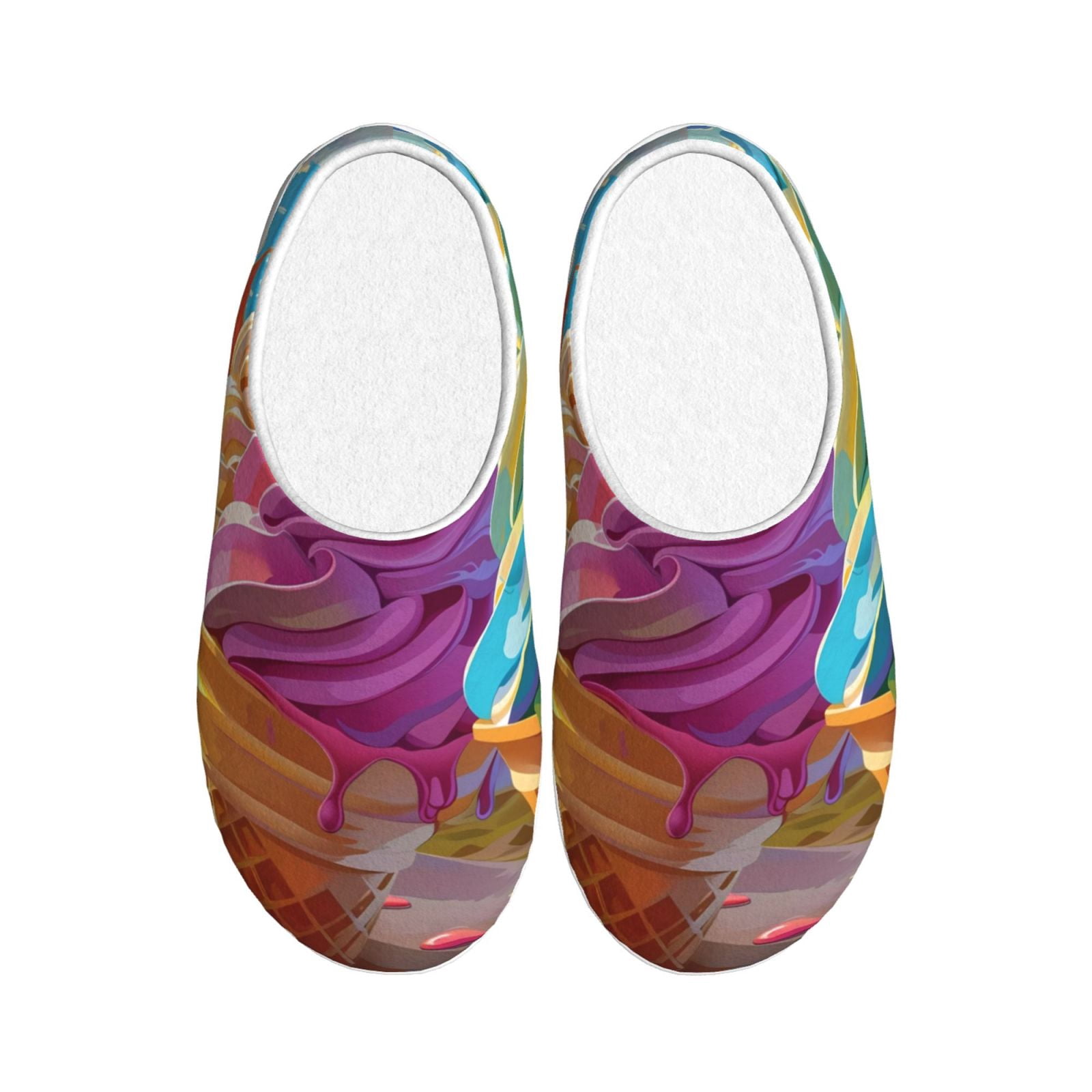 Easygdp Rainbow Melting Ice Cream Slippers for Women Mens Winter Warm ...