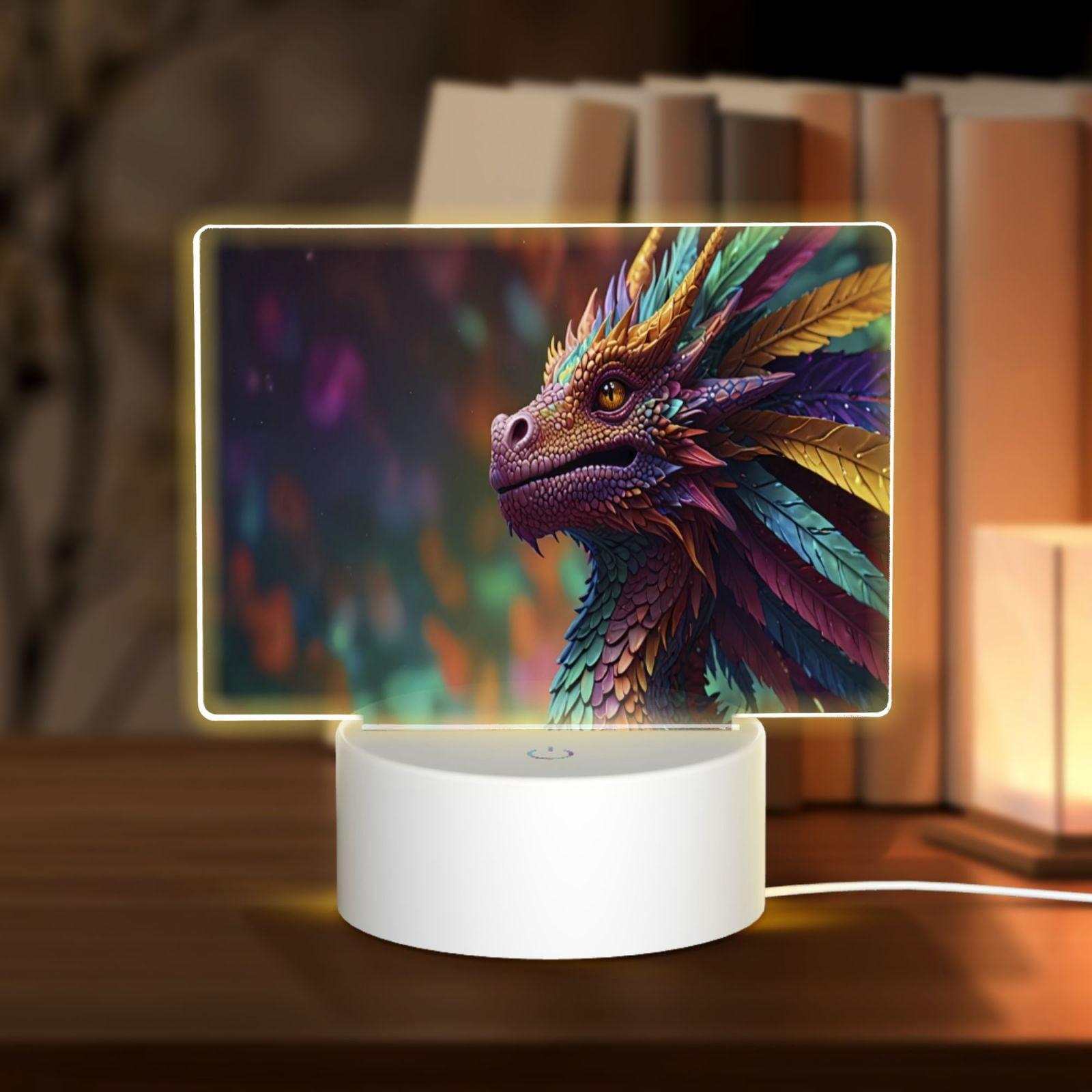 Easygdp Rainbow Scales Fantasy Dragon Rectangular Acrylic Night Light ...