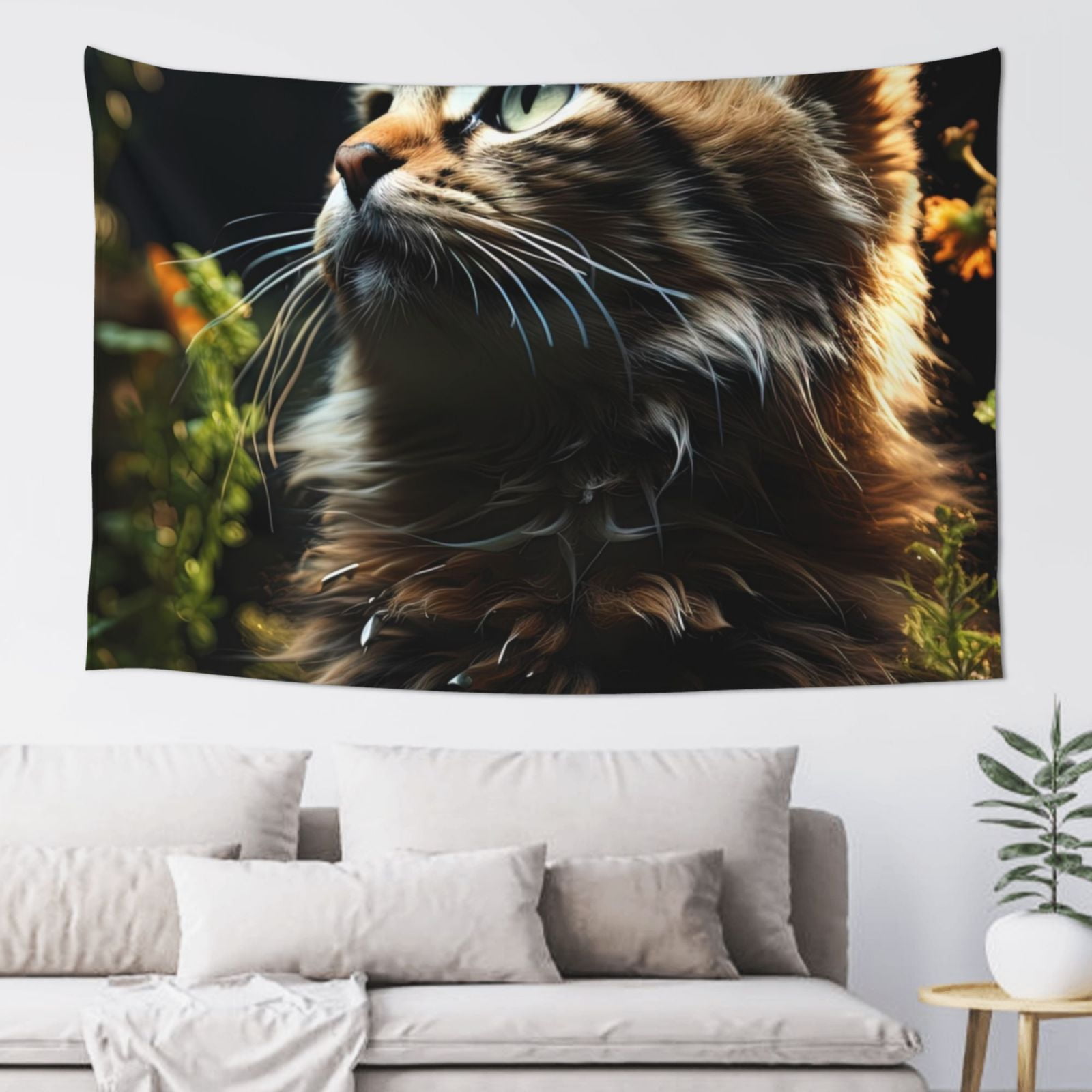 Easygdp Realistic Style Cute Cat Tapestry Wall Hanging, Wall Tapestries ...