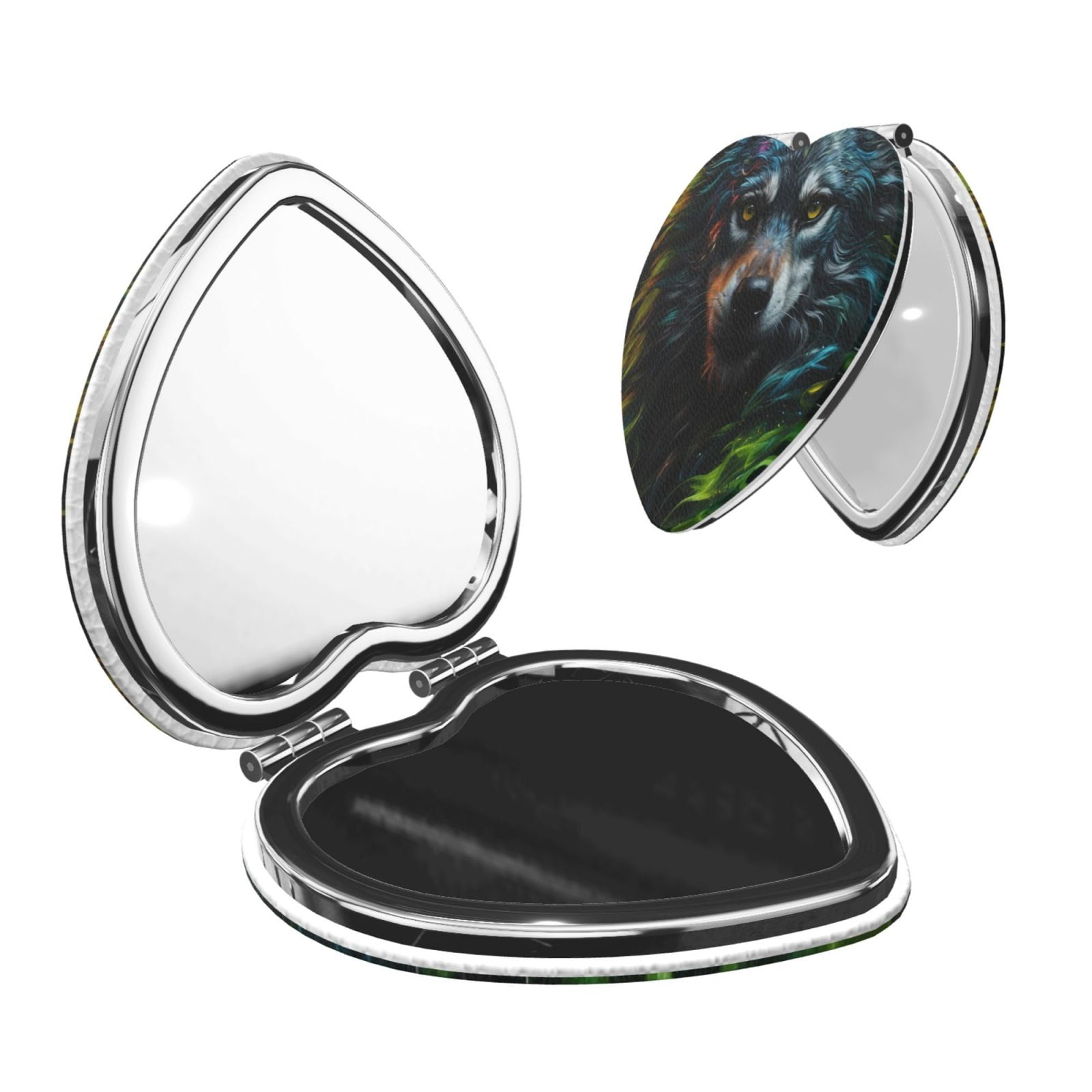 Easygdp Realistic Style Green Fur Wolf Travel Makeup Mirror, 2X ...