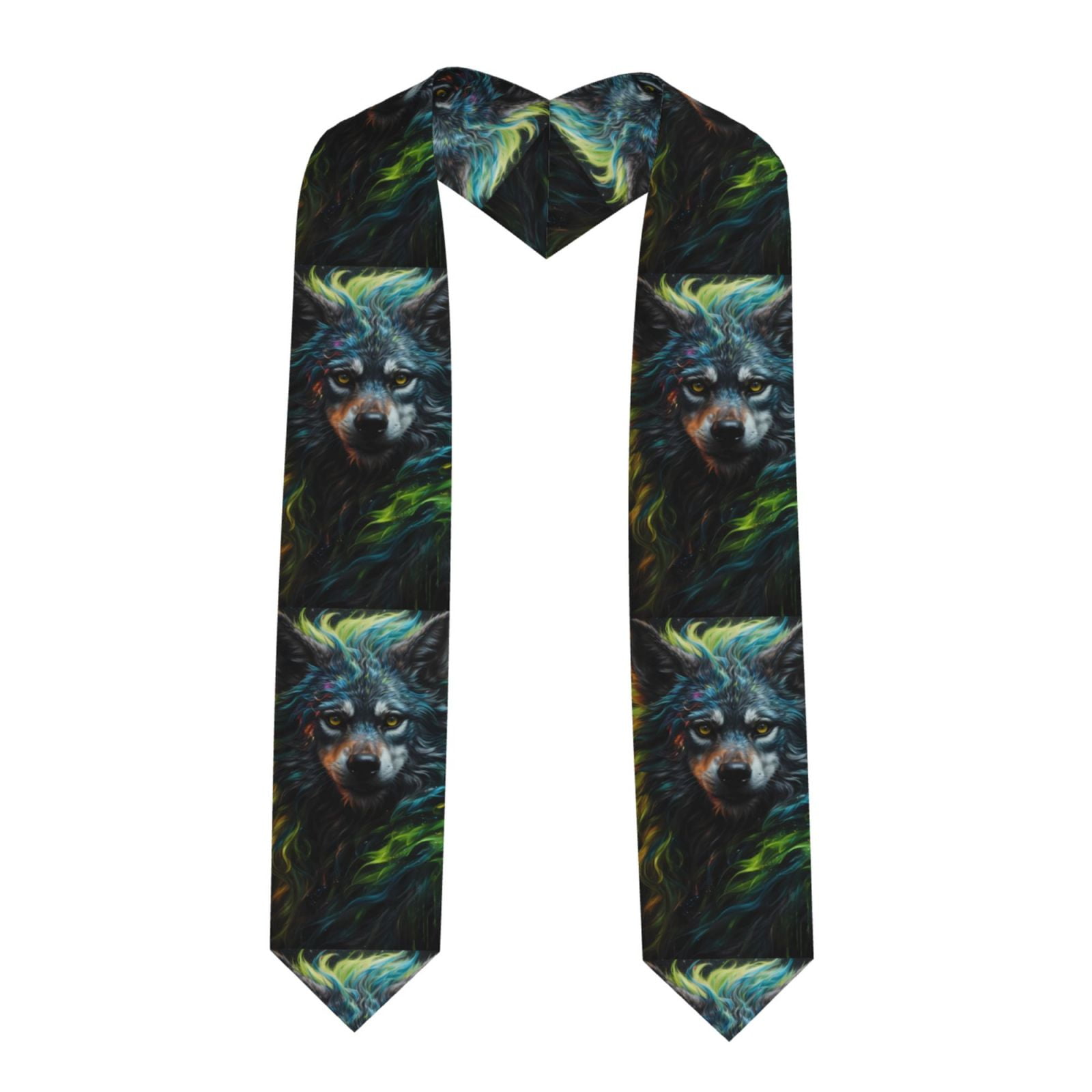 Easygdp Realistic Style Green Fur Wolf Unisex Adult Graduation Stole ...