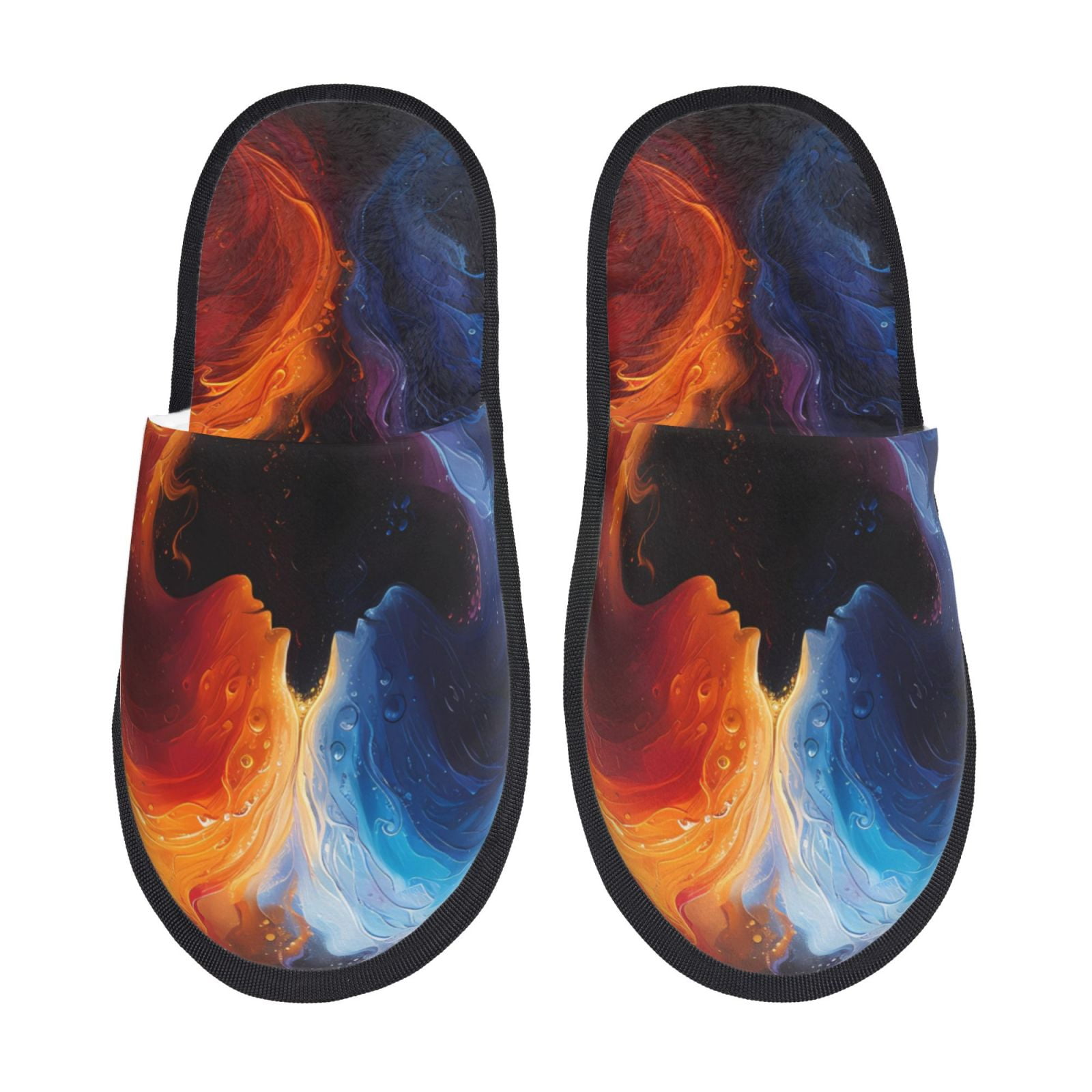 Easygdp Red And Blue Abstract Slippers Fuzzy House Slippers, Cozy ...