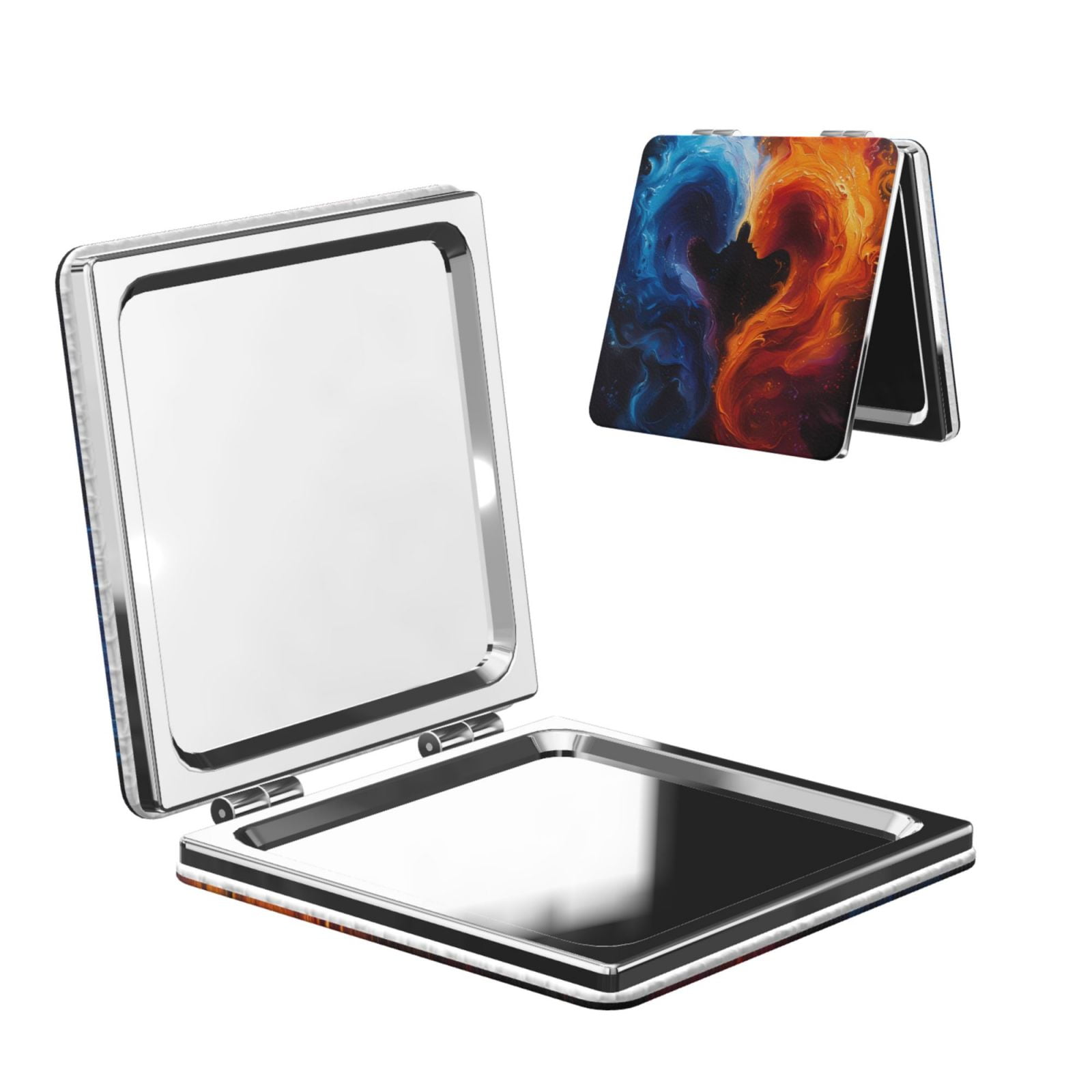 Easygdp Red And Blue Abstract Travel Makeup Mirror, 2X Magnifying ...