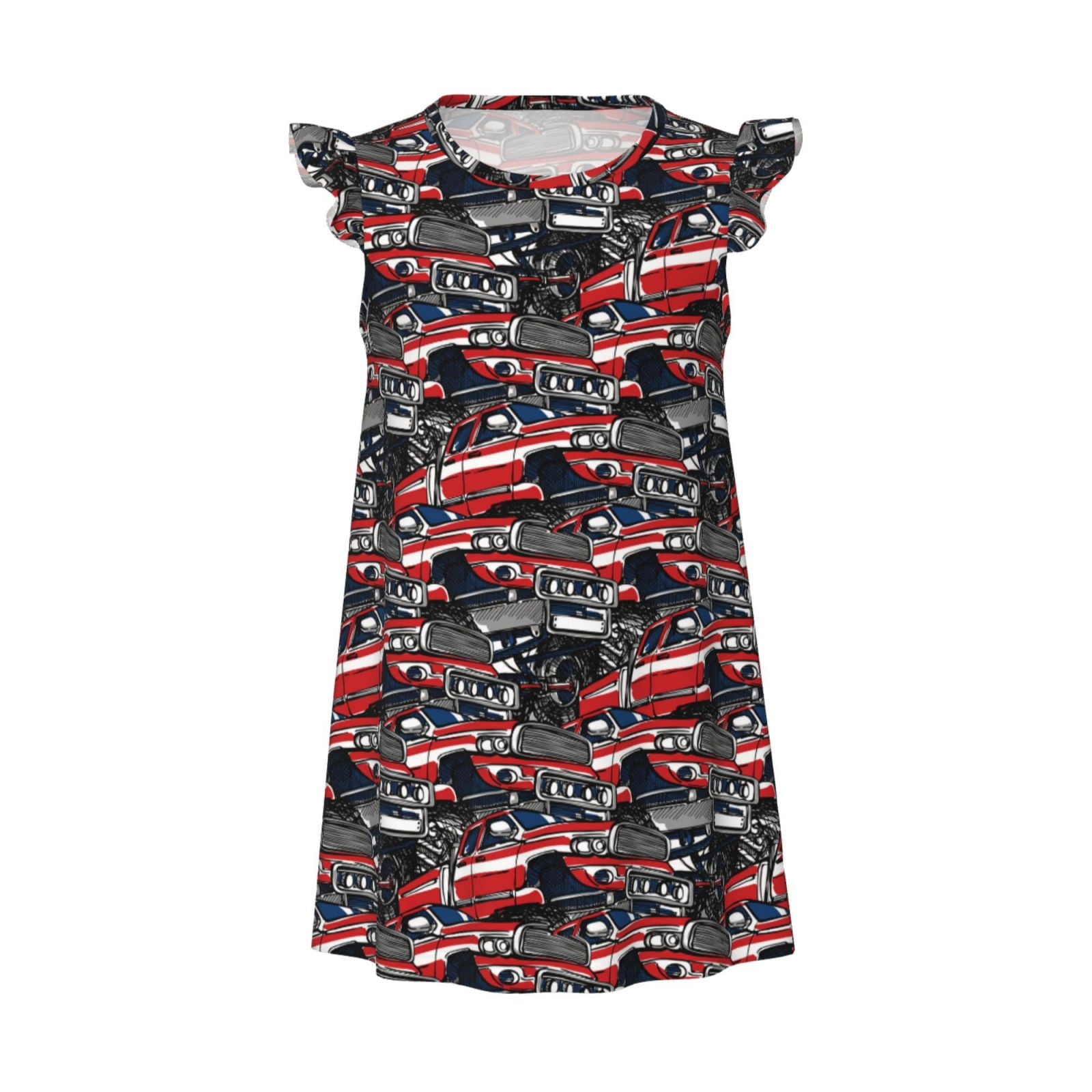 Easygdp Red And Blue Cars Girls Pajamas Dress, Princess Nightgown for ...