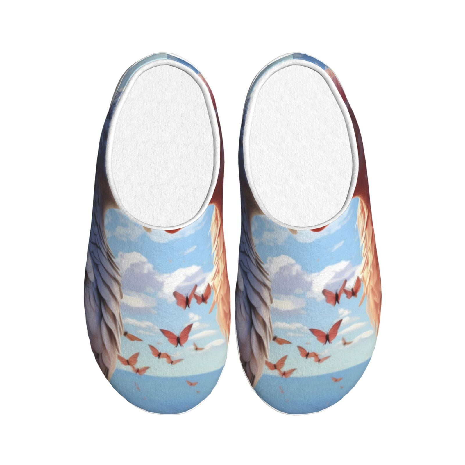 Easygdp Red And White Bird Couple Slippers for Women Mens Winter Warm ...