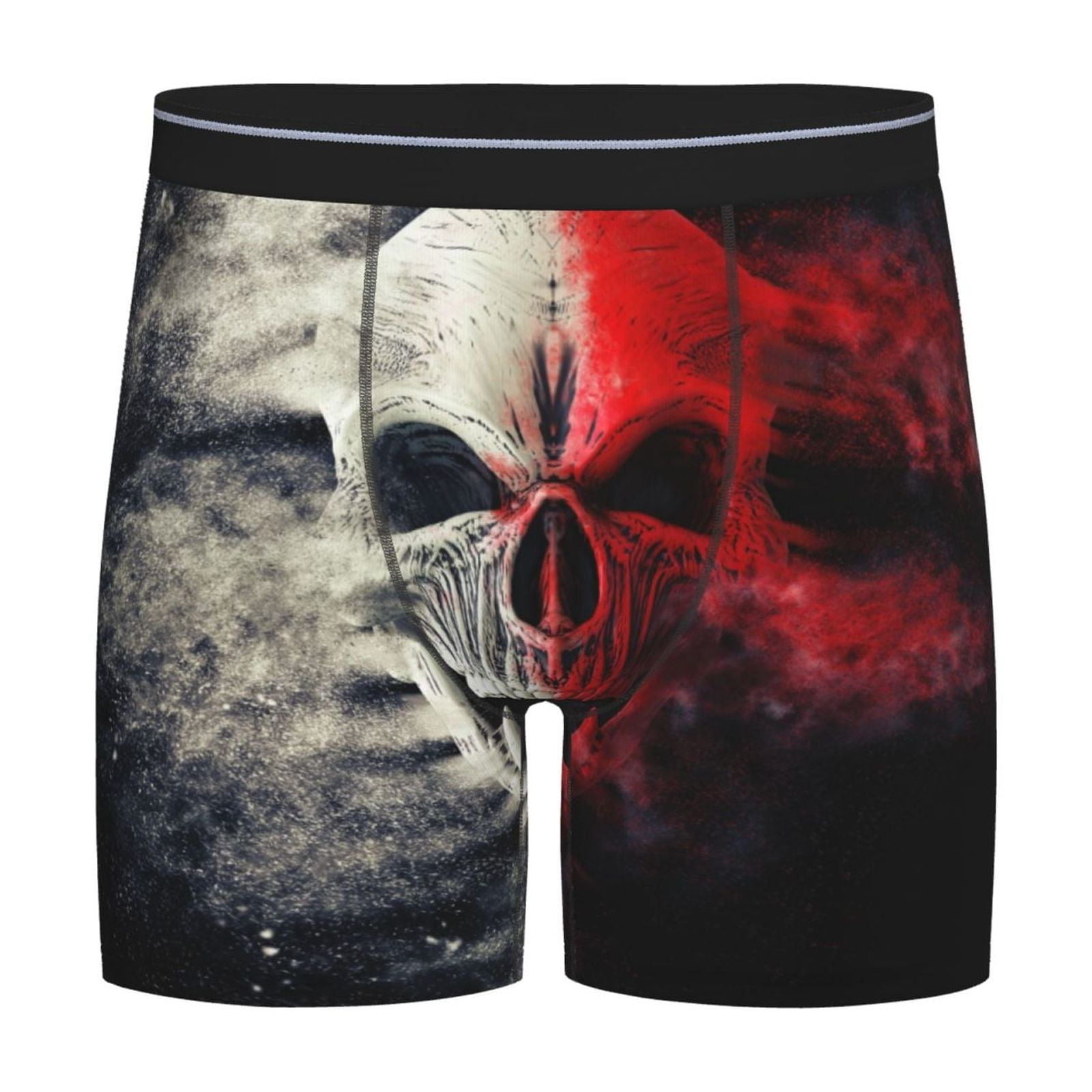 Easygdp Red And White Screaming Demon Skull Men's Boxer Briefs Men’s ...