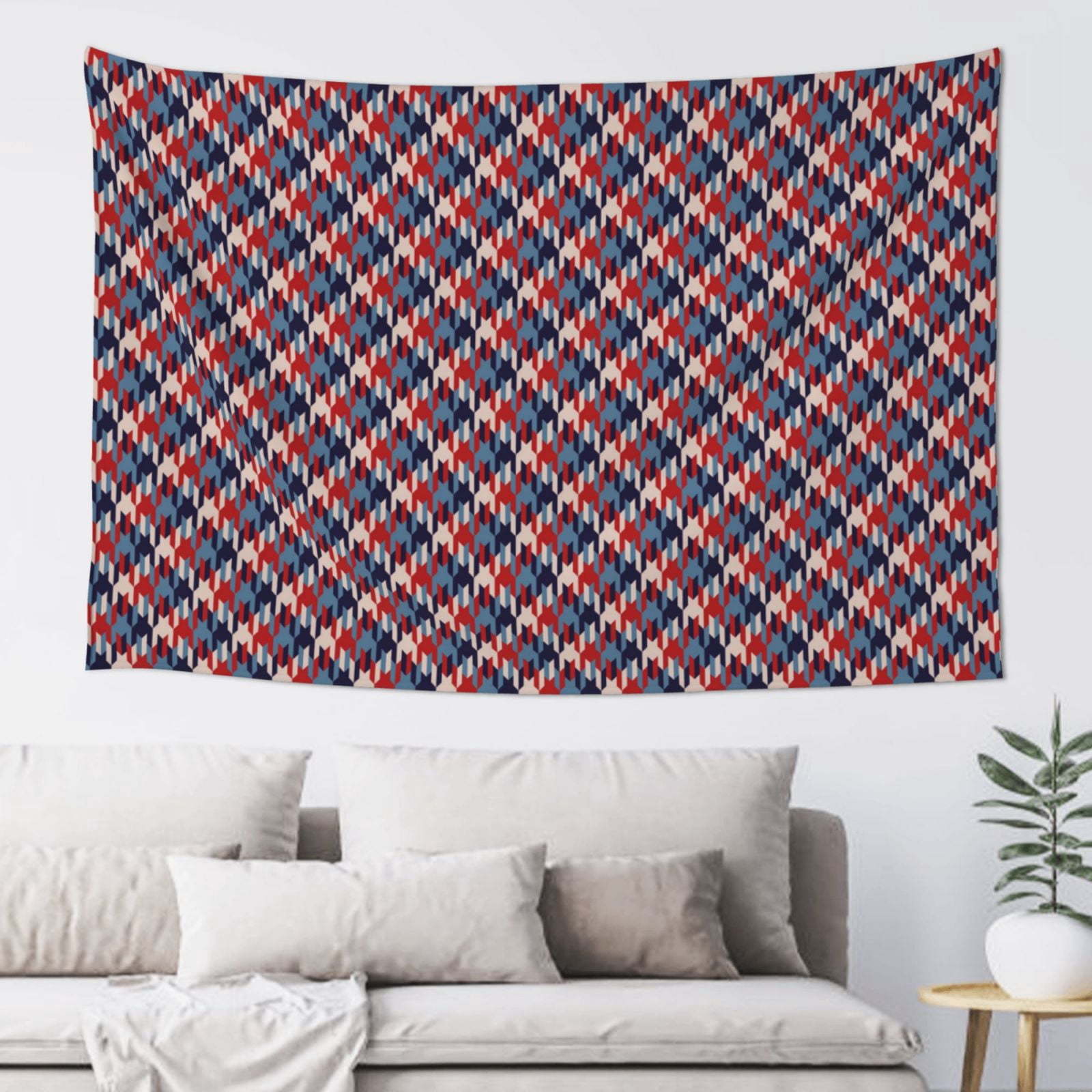 Easygdp Red Blue Checked Tapestry Wall Hanging, Wall Tapestries for ...