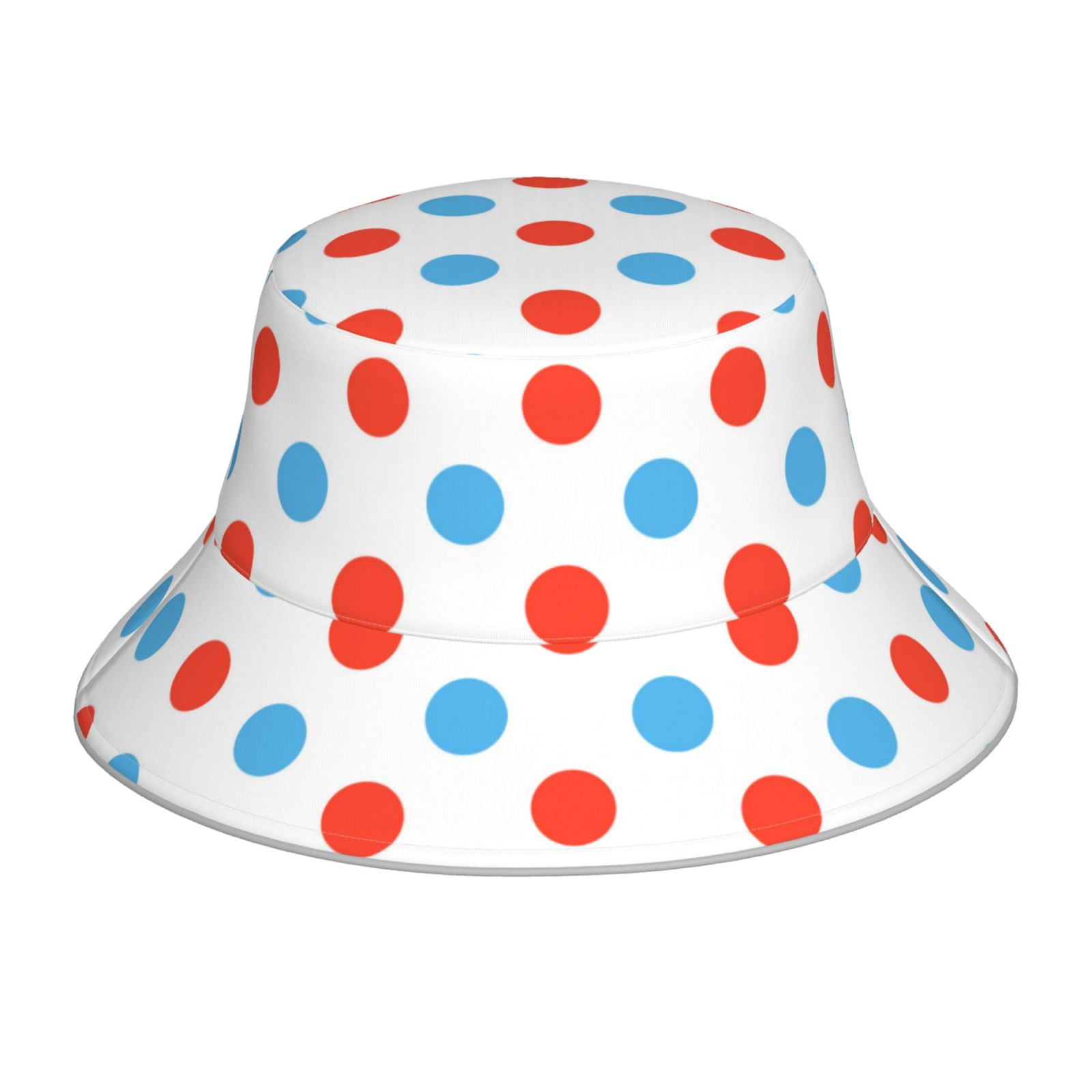 Easygdp Red Blue Polka Dots Double-Sided Reflective Fisherman Hat for ...
