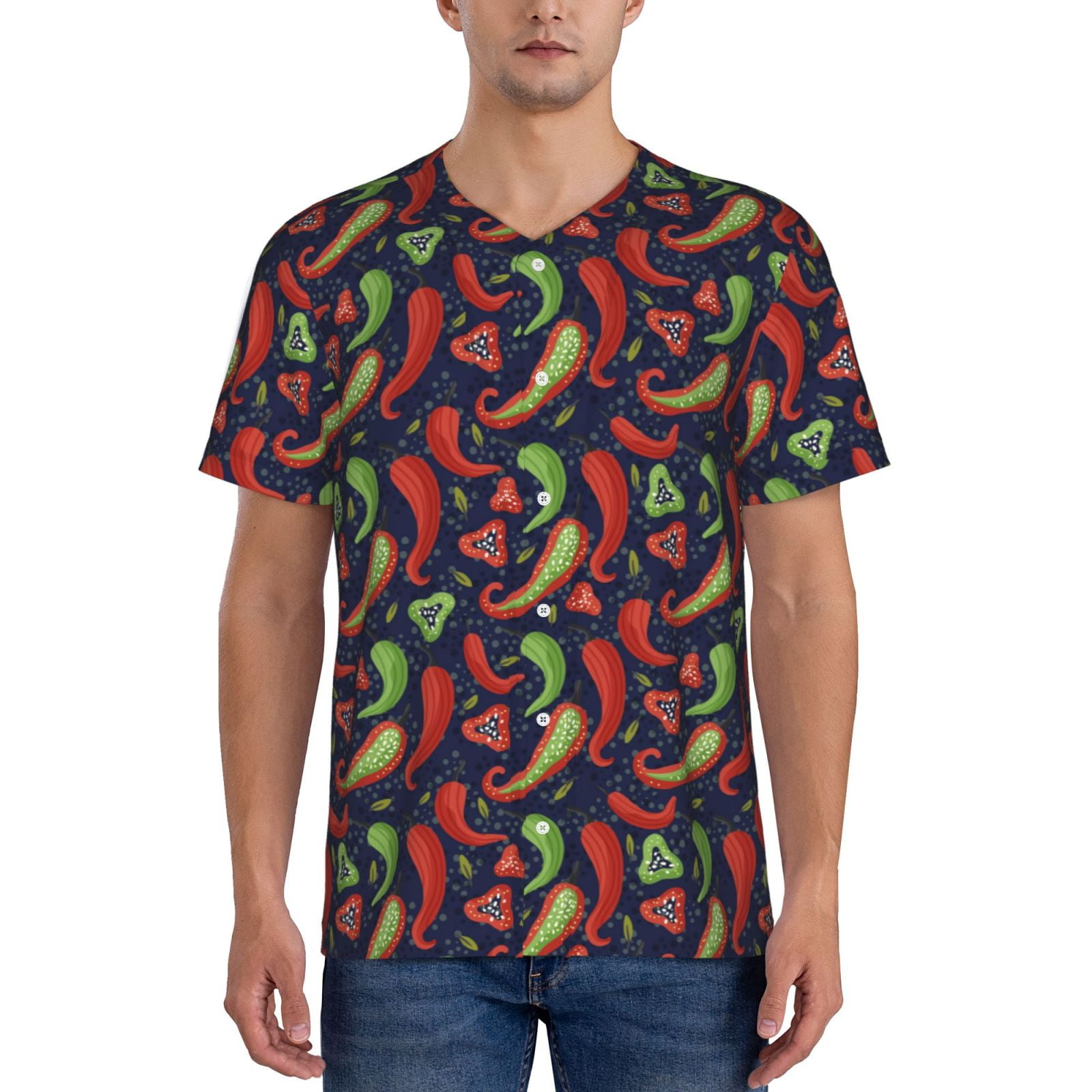 Easygdp Red Chili Mens T-Shirts Baseball Vintage Fashionable ...
