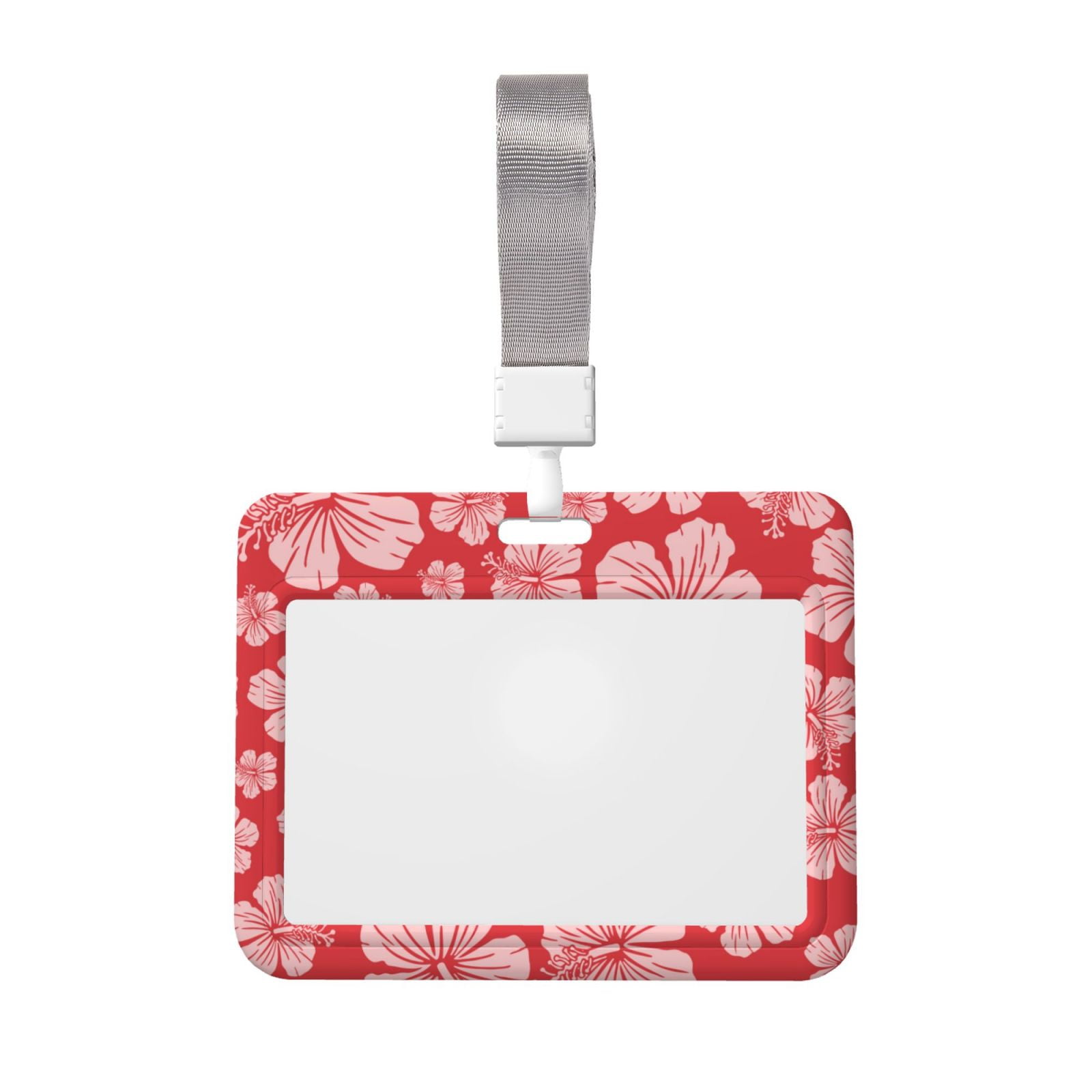 Easygdp Red Hibiscus Flower Card Badge Holder Work Badge Sleeve for ...
