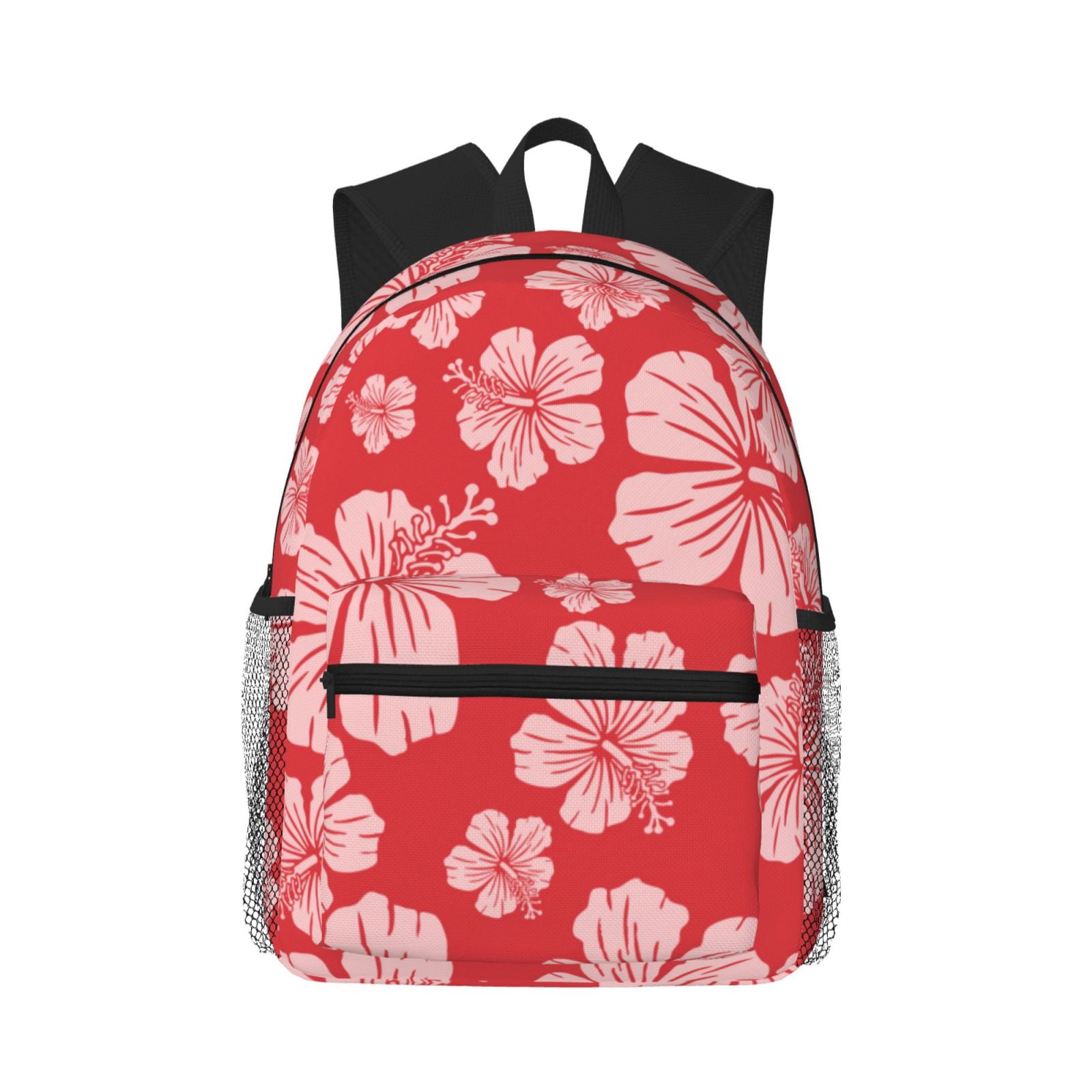 Easygdp Red Hibiscus Flower Casual Laptop Backpack, Large Capacity ...