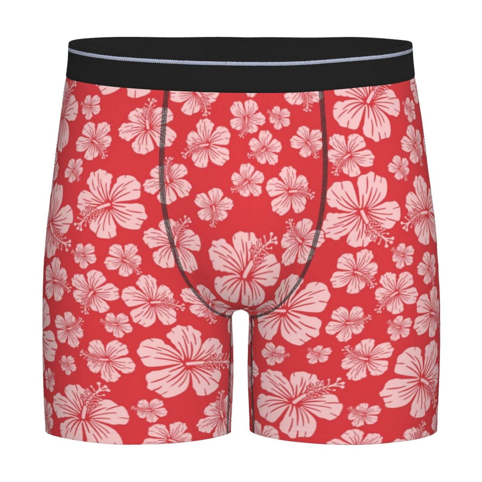 Easygdp Red Hibiscus Flower Men's Boxer Briefs Men’s Underwear Boxer ...