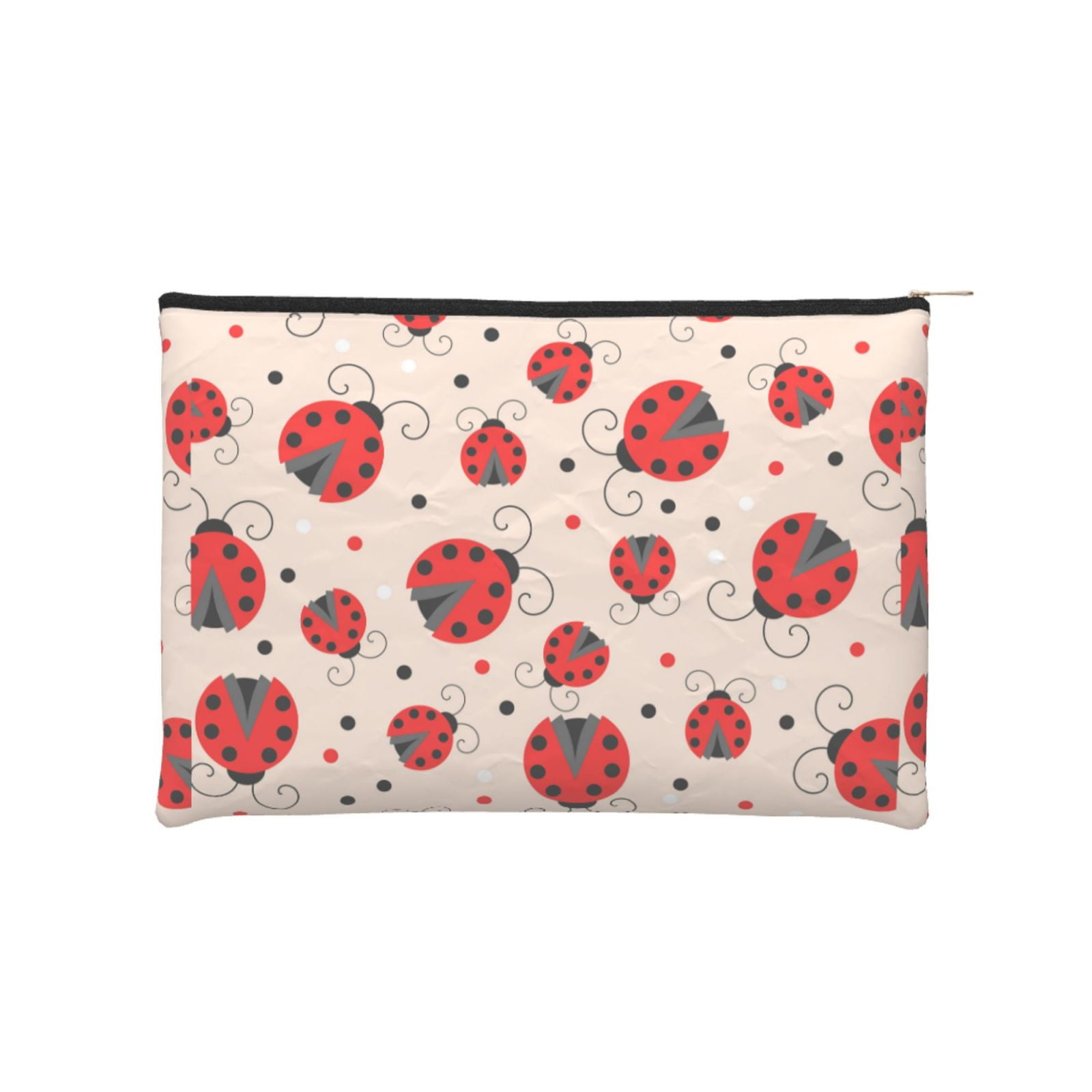 Easygdp Red Ladybug Makeup Bag Toiletry Bag Canvas Makeup Bags Zipper ...