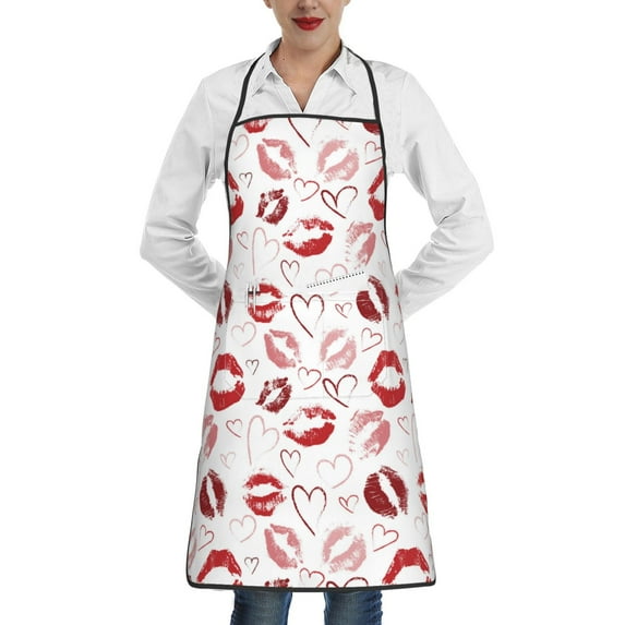 Easygdp Red Lips Apron Waterdrop Resistant with 2 Pockets,Oil Resistant ...