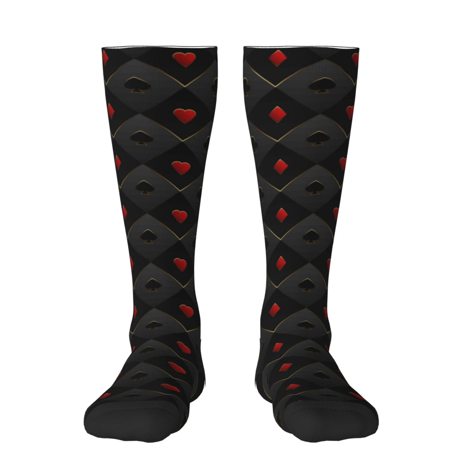 Easygdp Red Poker Soccer Socks Sport Knee High Socks Calf Compression ...