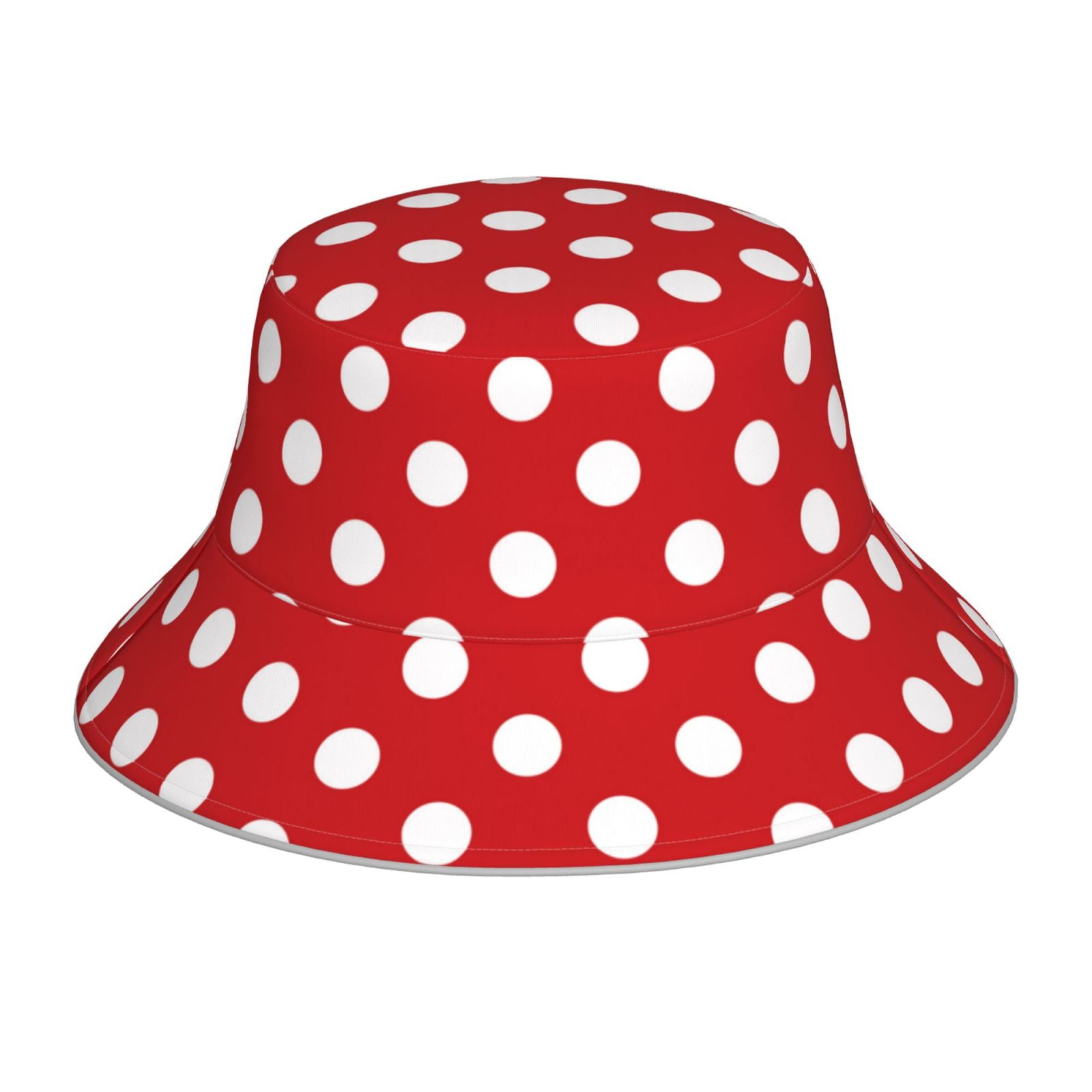 Easygdp Red Polka Dot Double-Sided Reflective Fisherman Hat for Outdoor ...