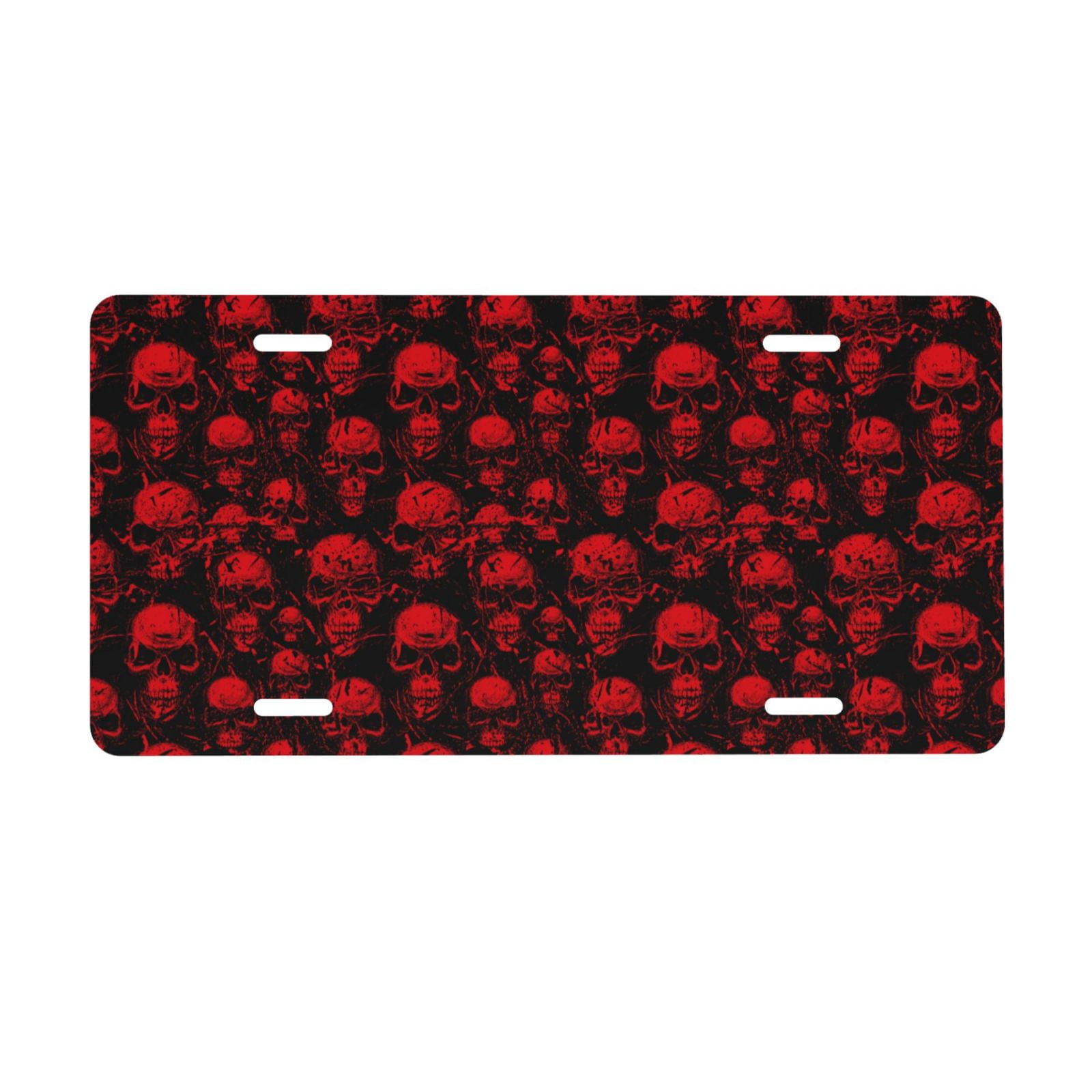 Easygdp Red Skulls License Plate Car Front License Plate Car Decoration ...