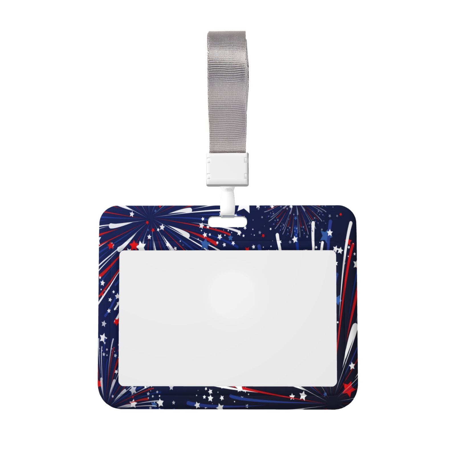 Easygdp Red White Blue Fireworks 1 Card Badge Holder Work Badge Sleeve ...