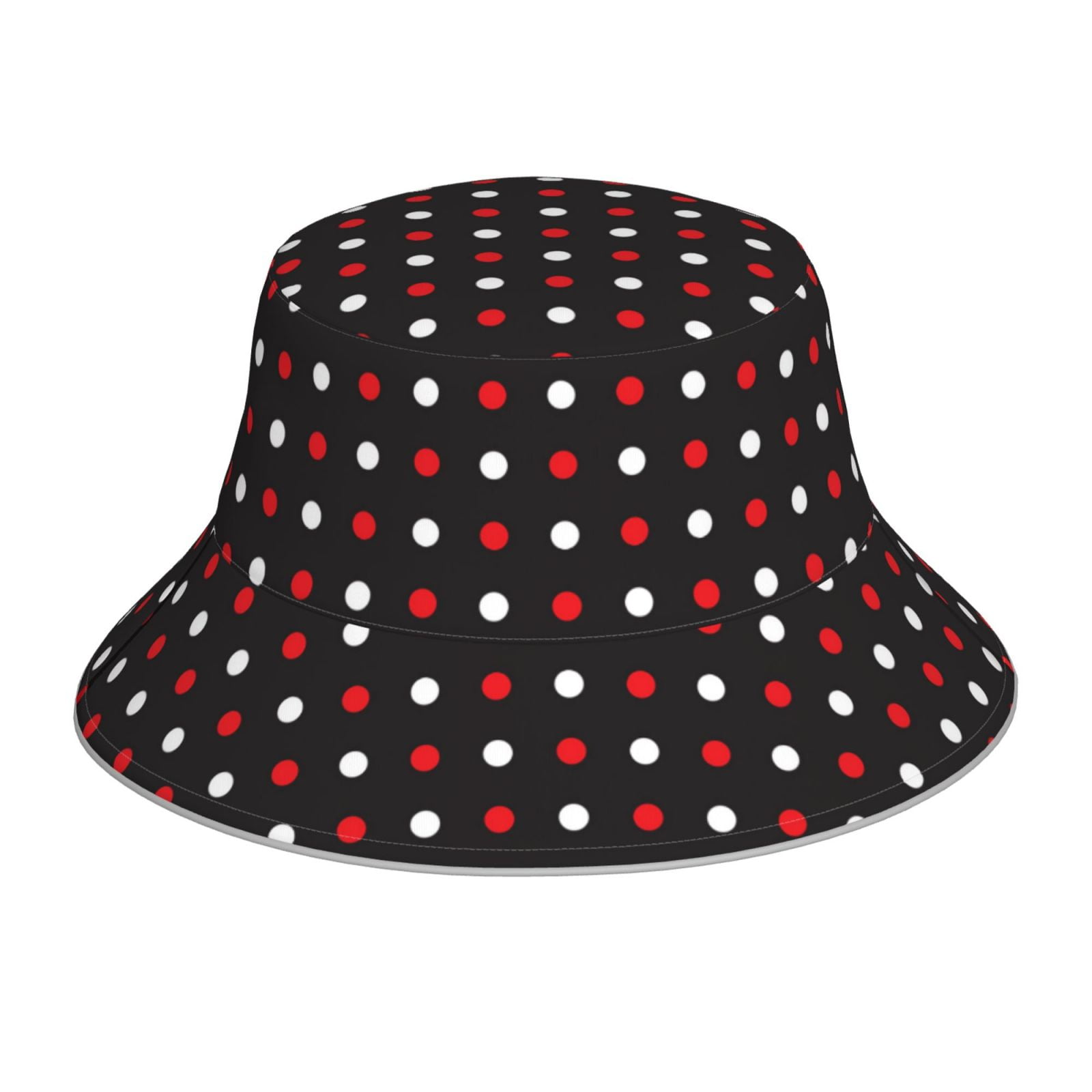 Easygdp Red and white polka dots Double-Sided Reflective Fisherman Hat ...