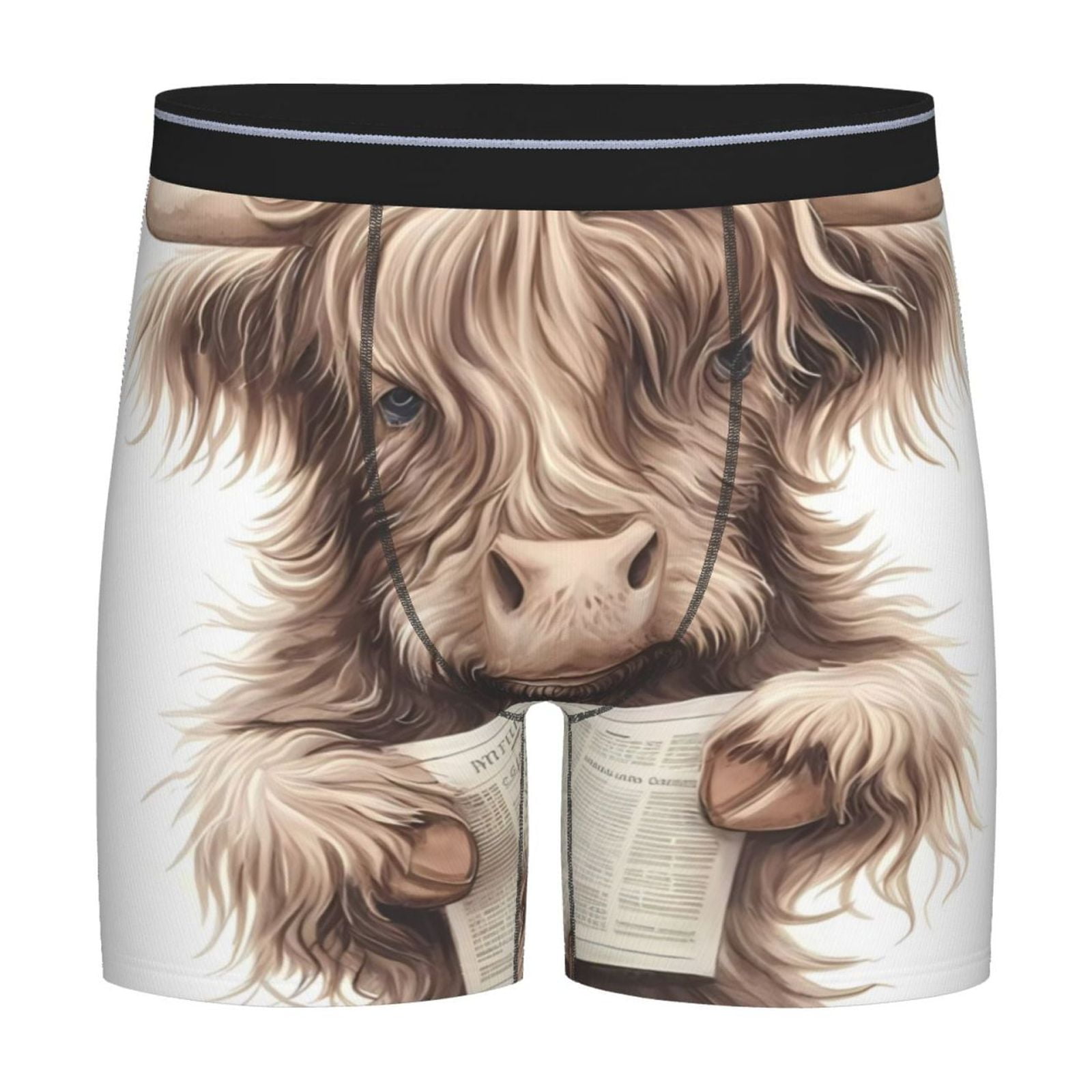 Easygdp Relaxed Cute Cow Reading Men's Boxer Briefs Men’s Underwear ...
