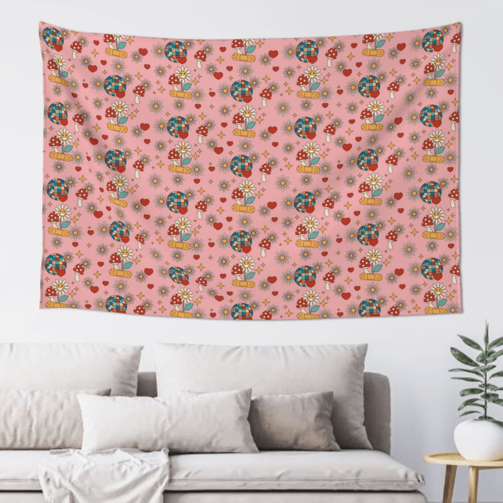 Easygdp Retro 70s 60s Hippie Flower Tapestry Wall Hanging, Wall ...