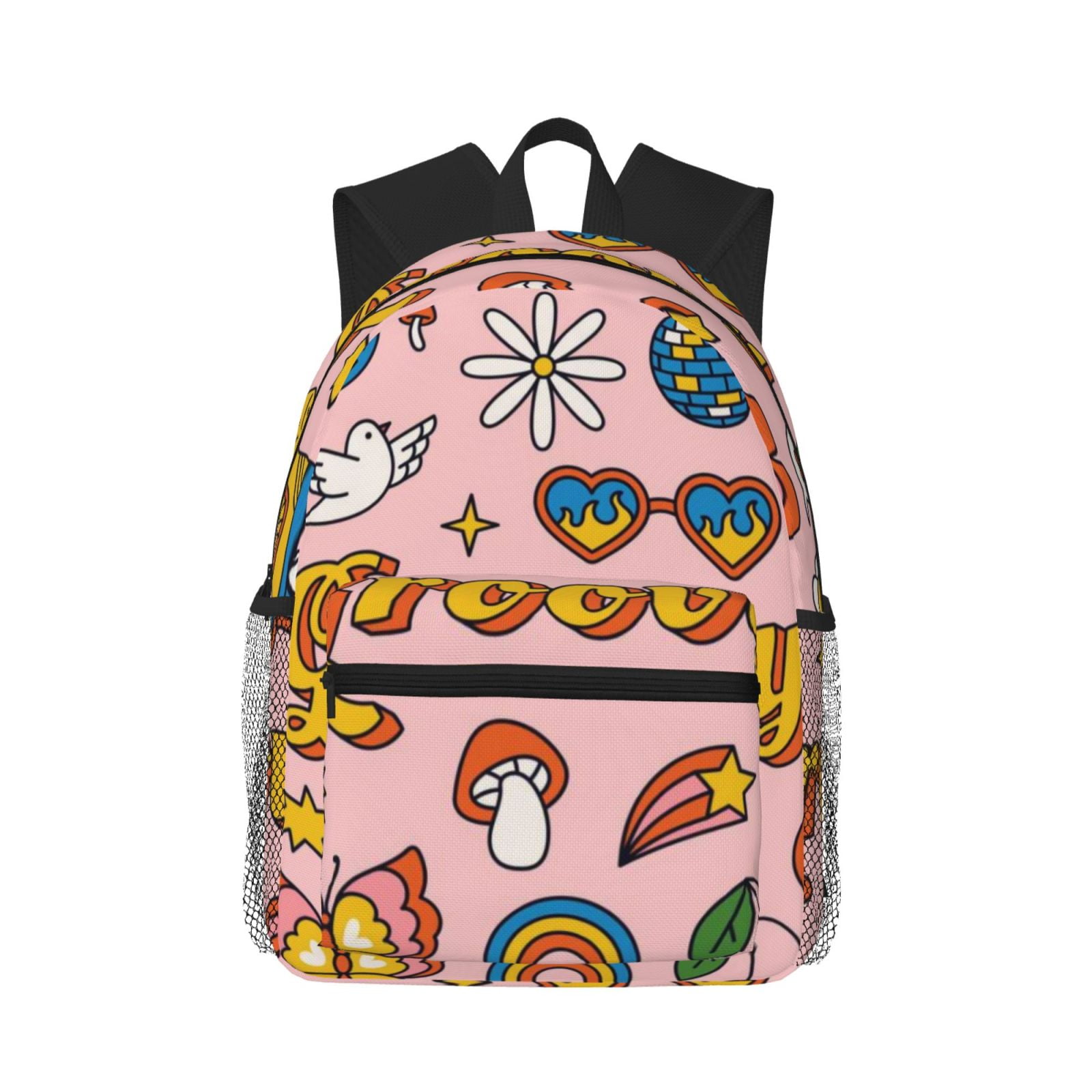 Easygdp Retro 70s Hippie Casual Laptop Backpack, Large Capacity ...