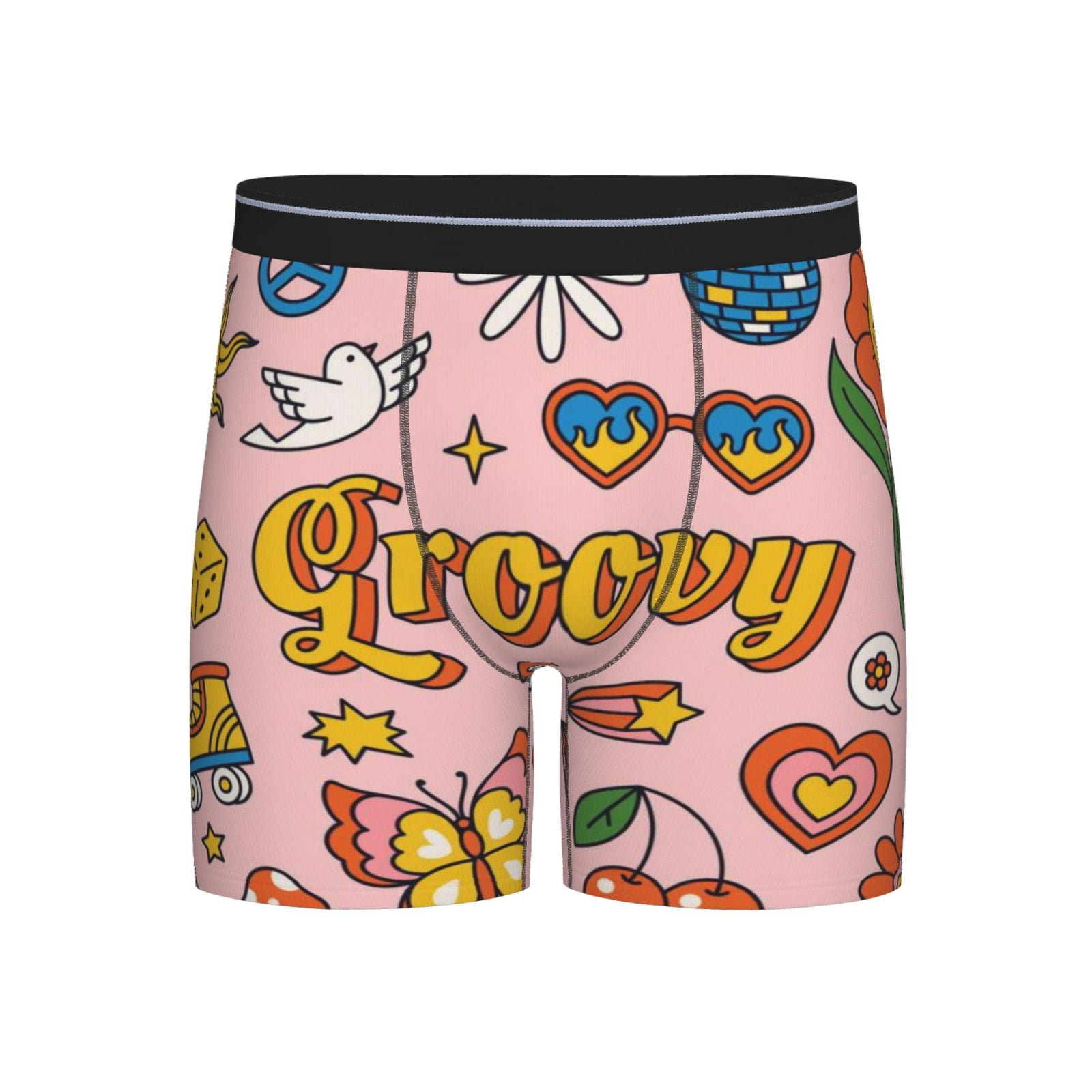 Easygdp Retro 70s Hippie Men's Boxer Briefs Men’s Underwear Boxer ...