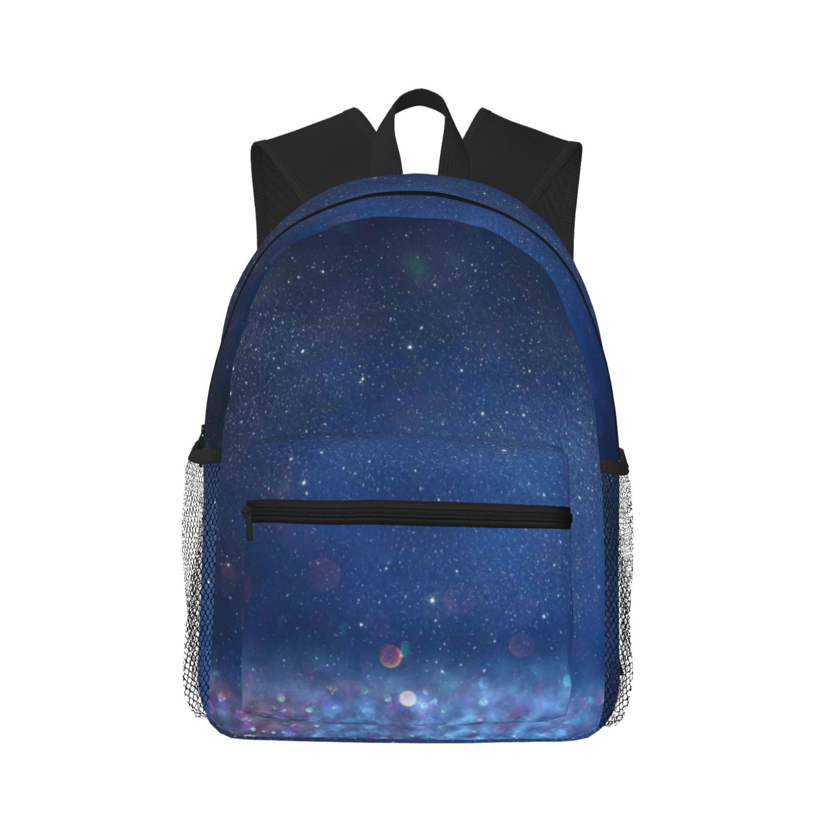Easygdp Retro Blue Glitter Casual Laptop Backpack, Large Capacity ...
