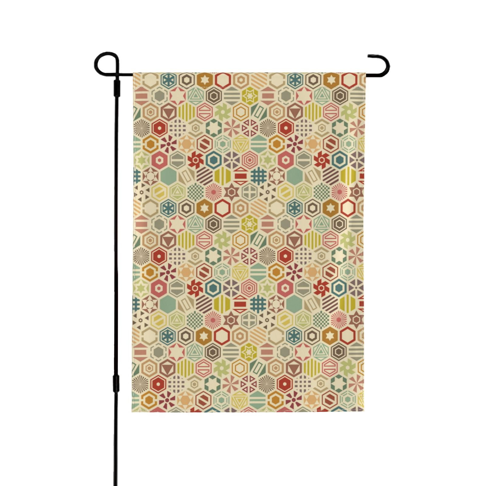 Easygdp Retro Geometry Garden Flag Yard Flag Welcome Flag, Double-Sided ...