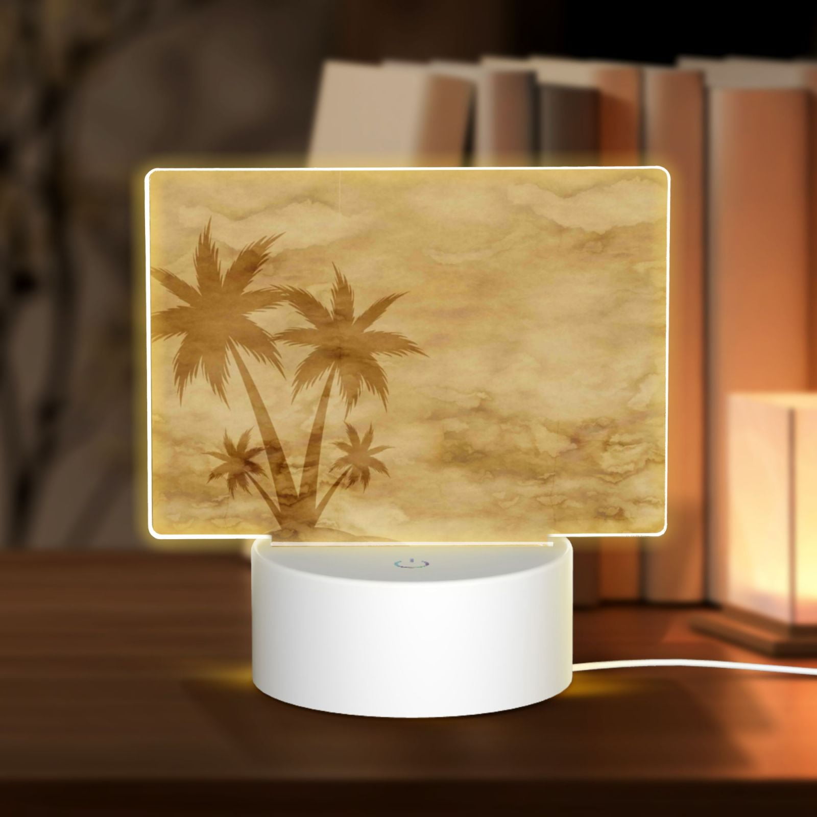 Easygdp Retro Palm Tree Rectangular Acrylic Night Light Acrylic Sleep ...