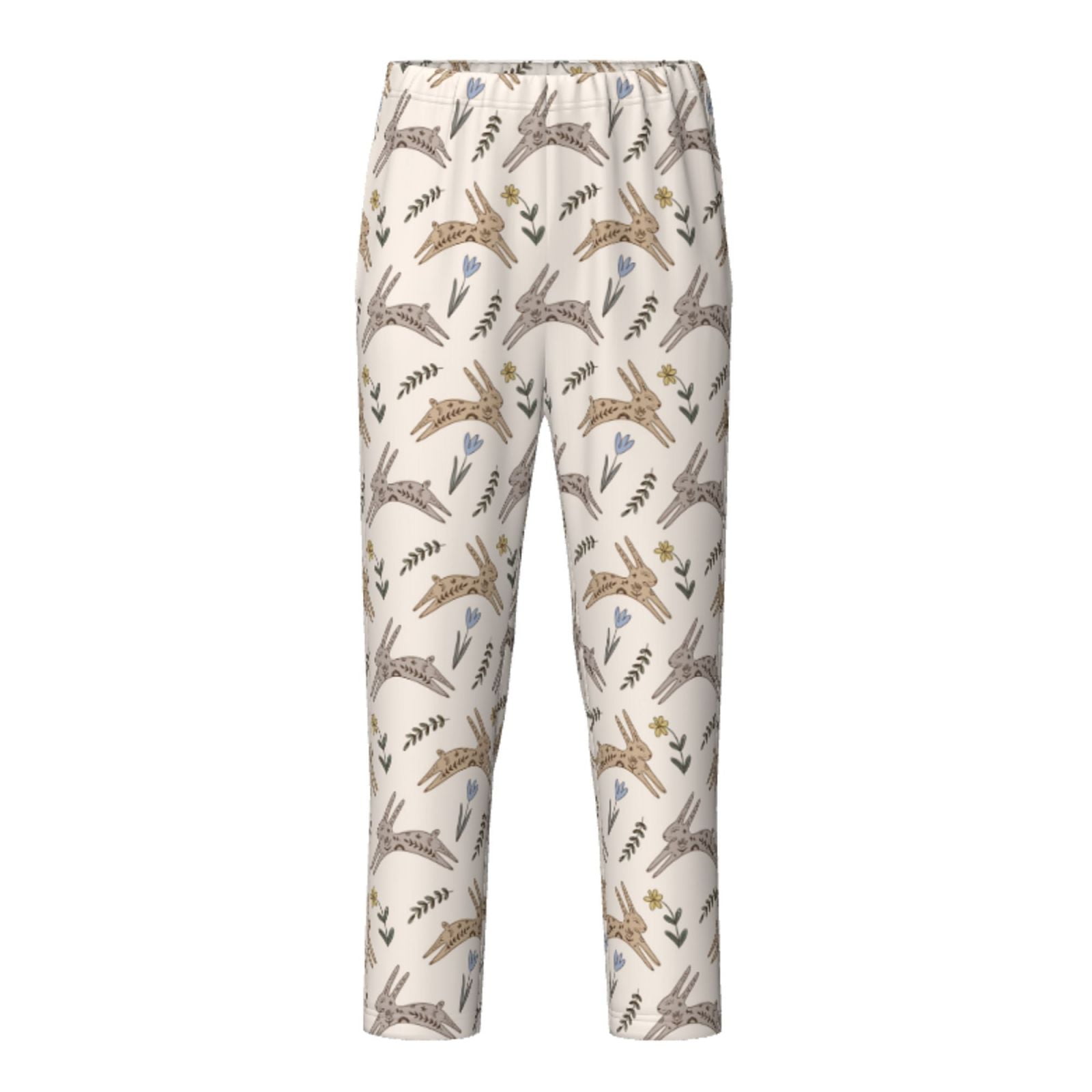 Easygdp Retro Rabbit Boys Girls Pajama Pants Long Sleep Pants Waist ...