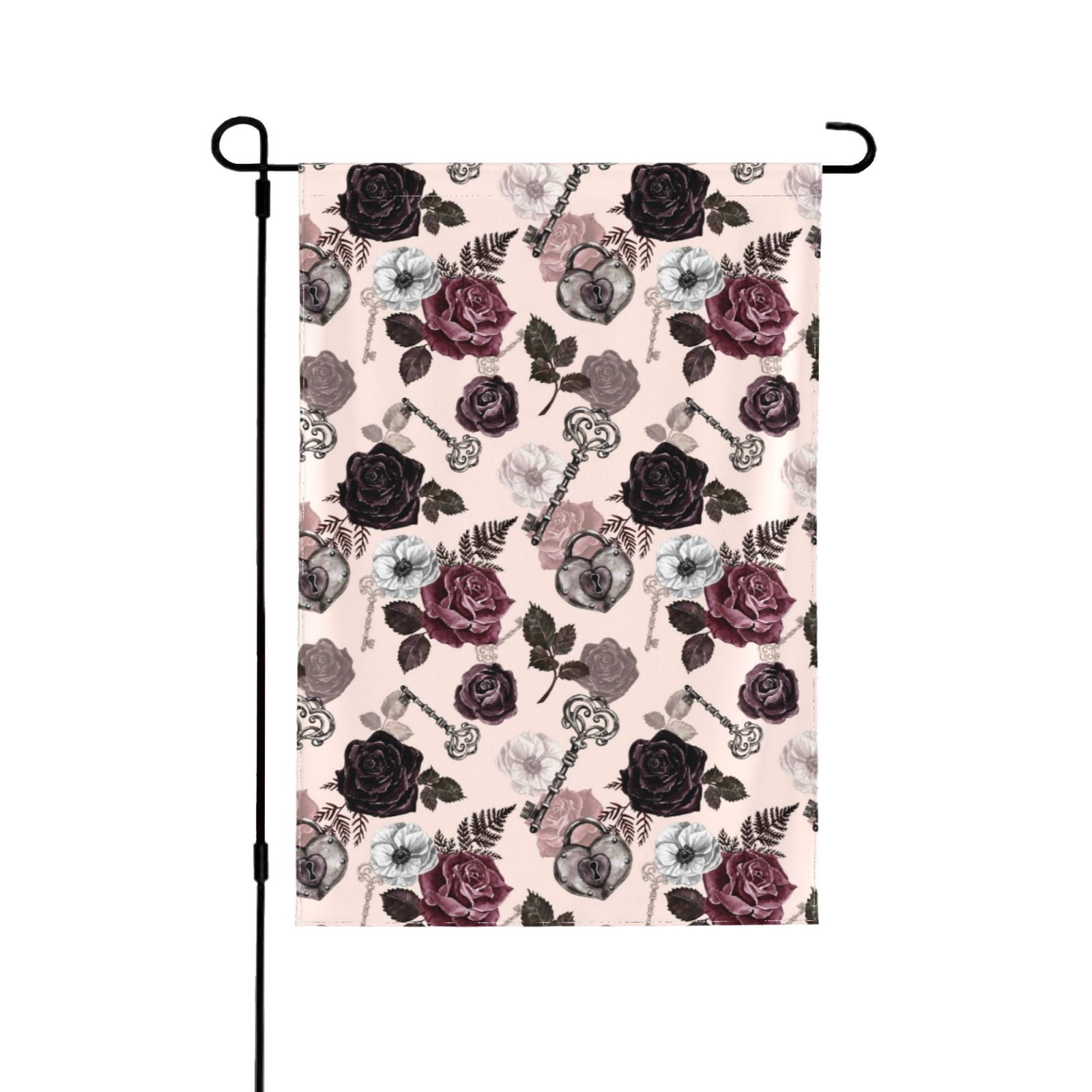 Easygdp Retro Red Black Roses Garden Flag Yard Flag Welcome Flag ...