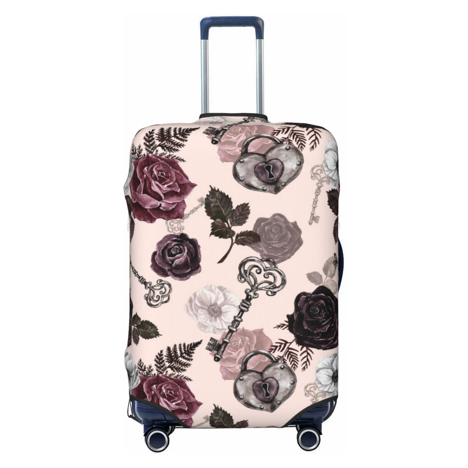 Easygdp Retro Red Black Roses Print Elastic and Washable Suitcase ...
