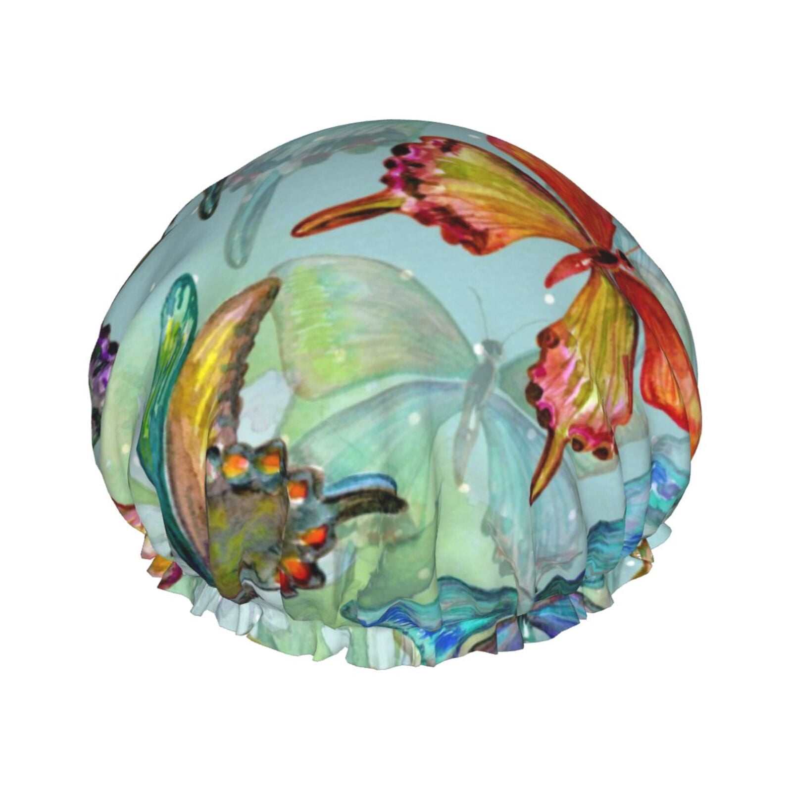 Easygdp Retro Seamless Flying Butterflies Shower Caps for Women, Double ...