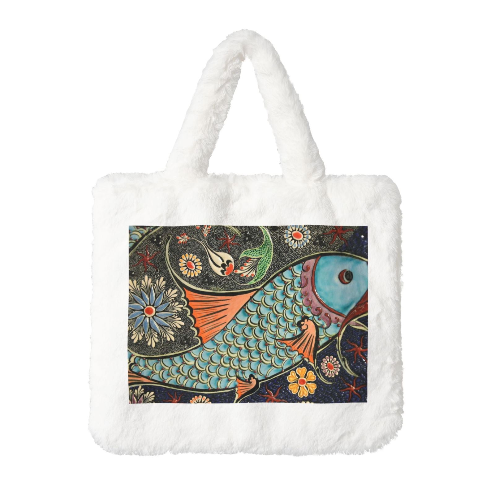 Easygdp Rich Fish Plush Underarm Bag, Ladies Fluffy Shoulder Bag, Women ...