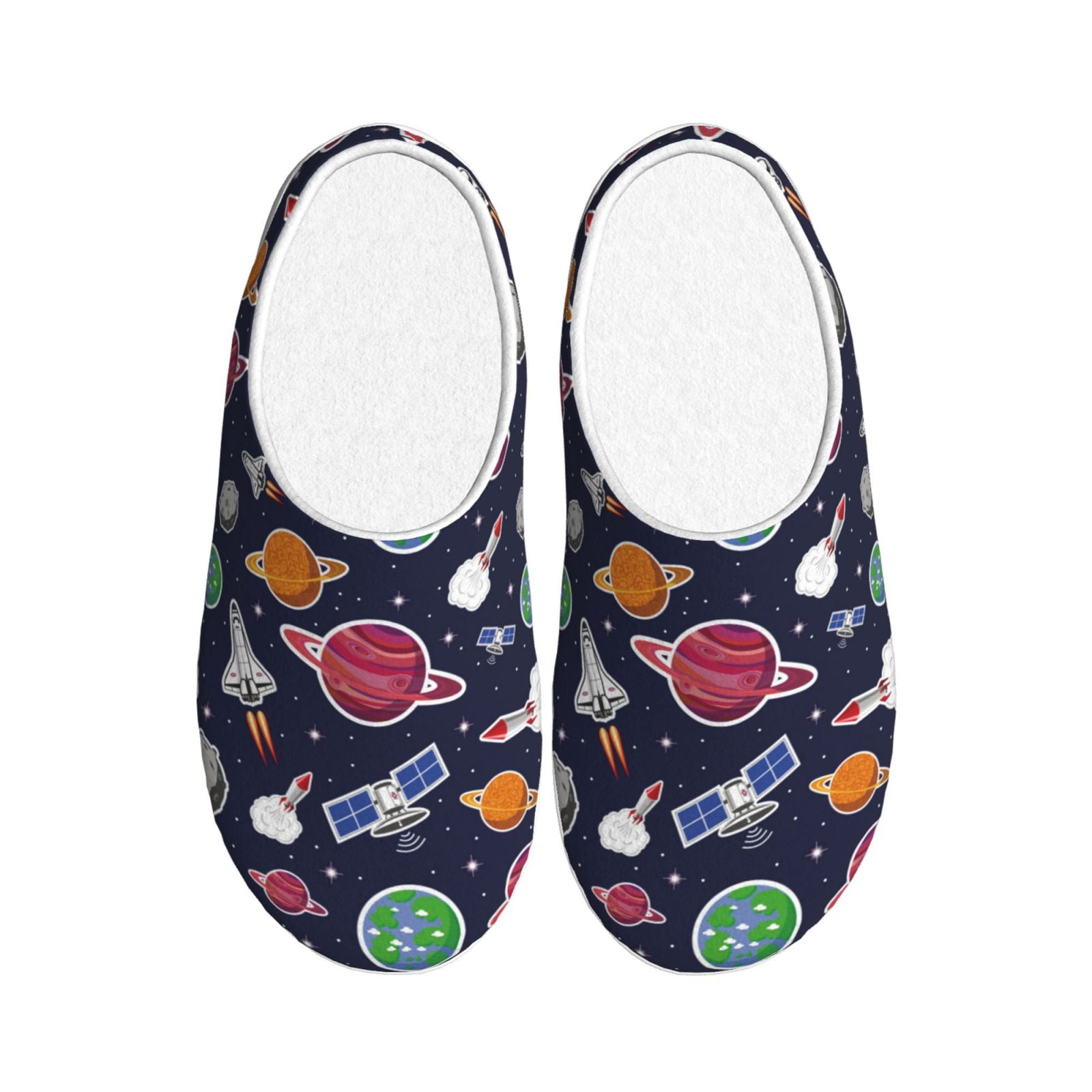 Easygdp Rocket Satellite Slippers for Women Mens Winter Warm Home ...