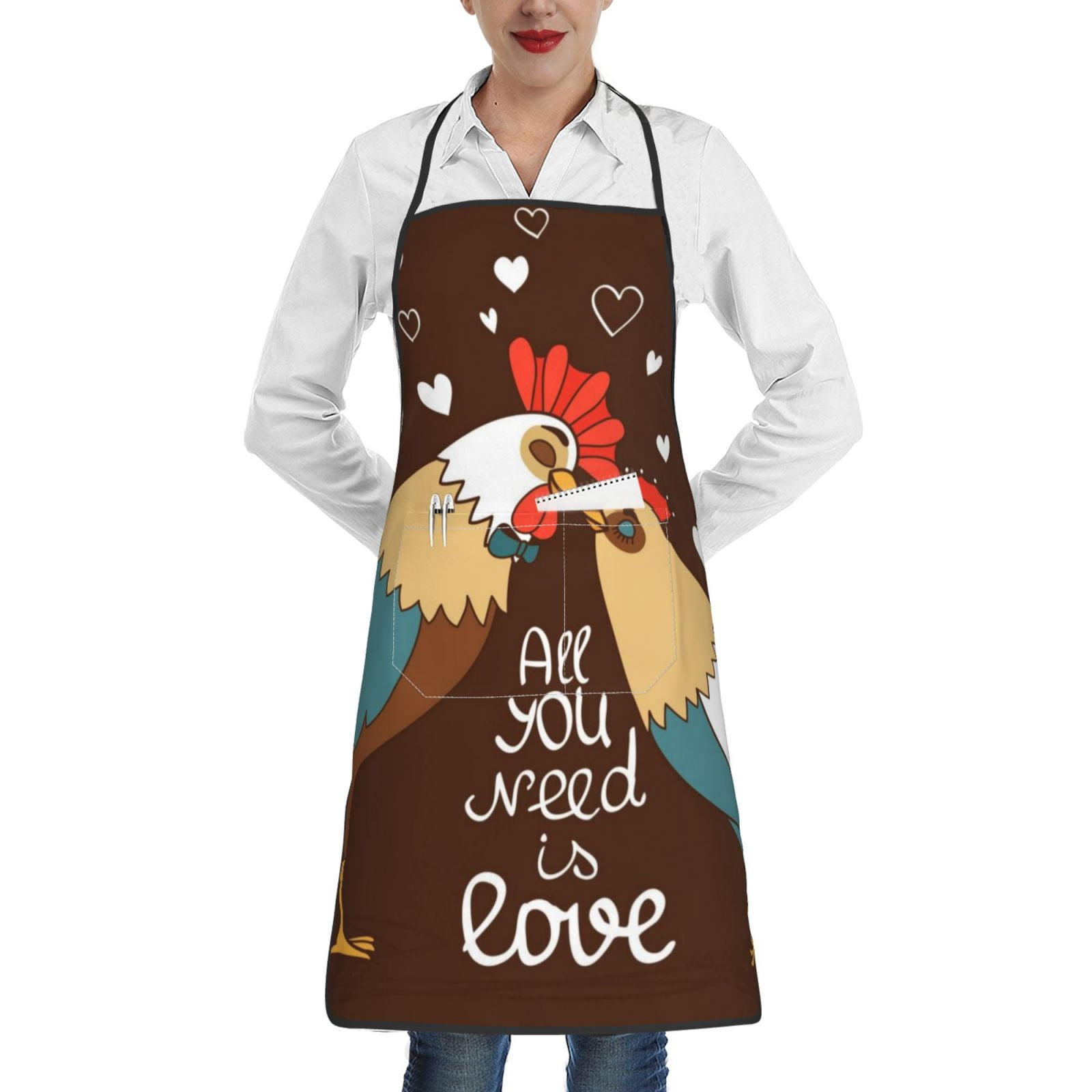 Easygdp Rooster And Chicken Apron Waterdrop Resistant with 2 Pockets ...