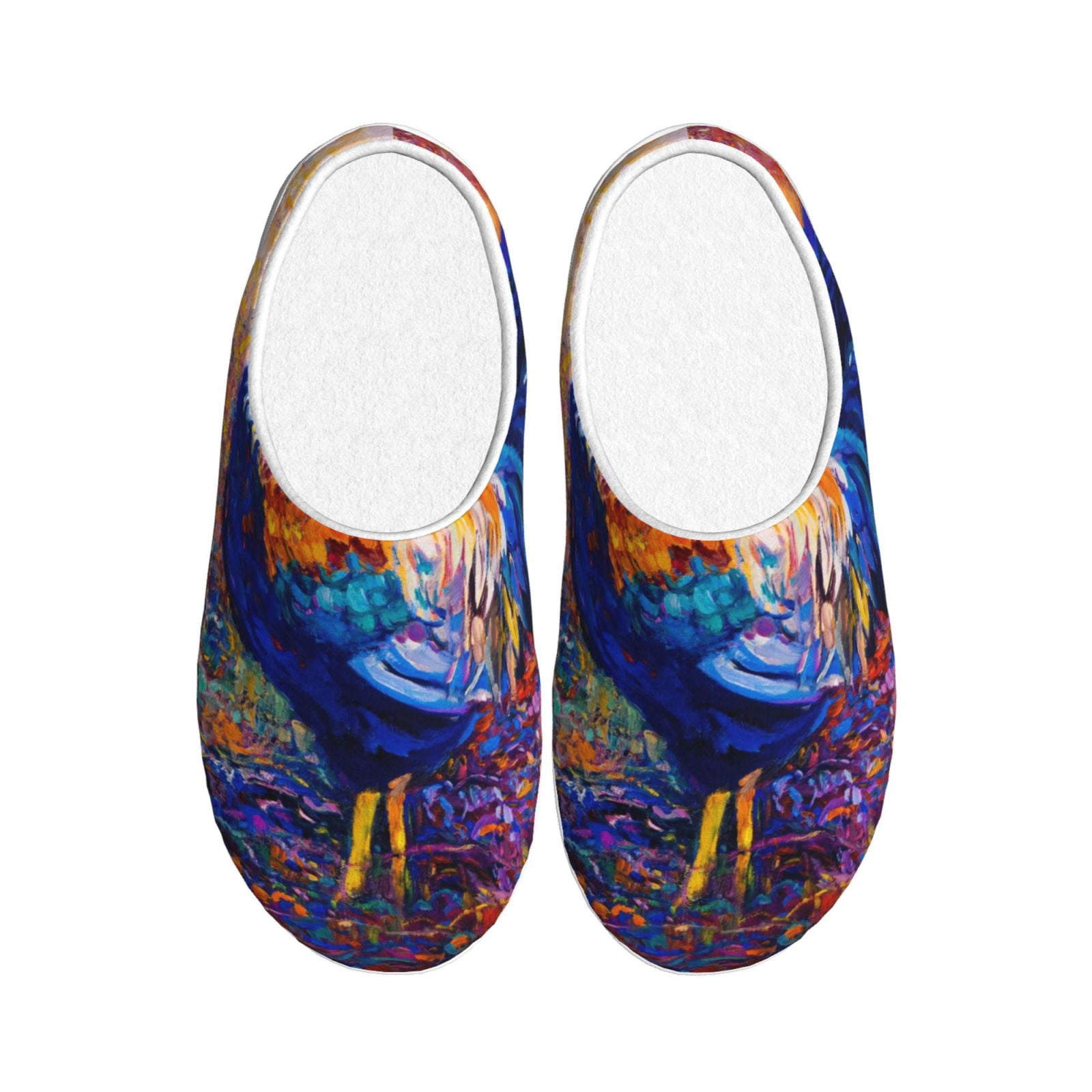Easygdp Rooster Oil Painting Slippers for Women Mens Winter Warm Home ...