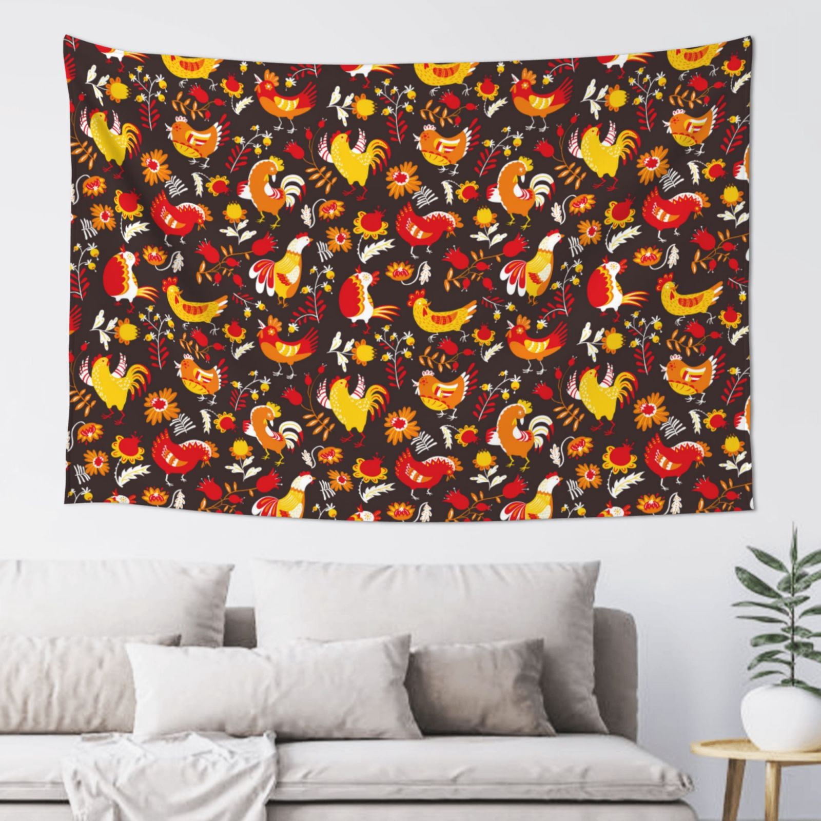 Easygdp Roosters Tapestry Wall Hanging, Wall Tapestries for Bedroom ...