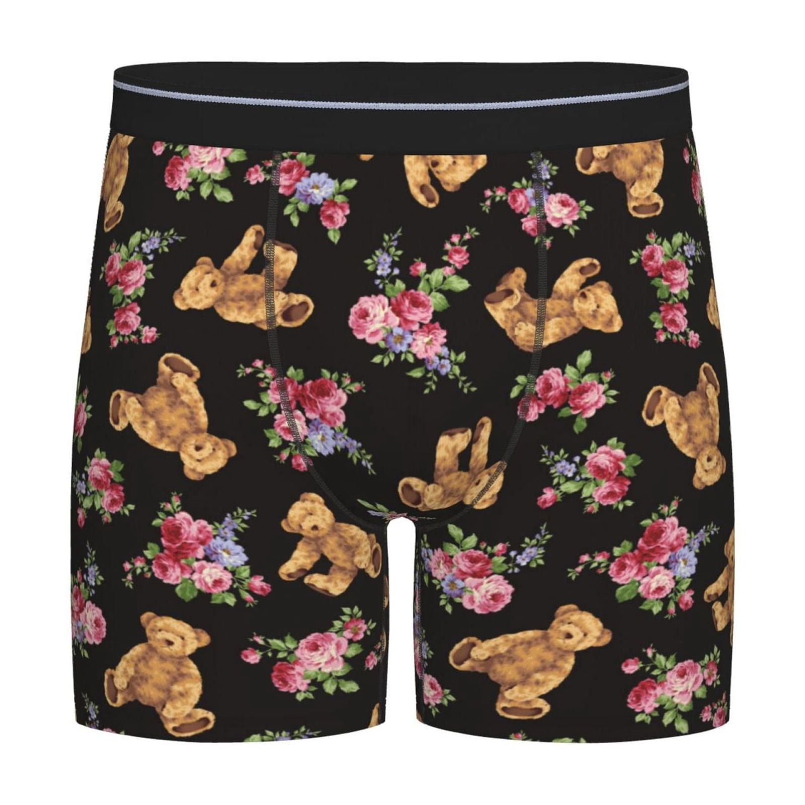 Easygdp Rose Flower Bear Men's Boxer Briefs Men’s Underwear Boxer ...