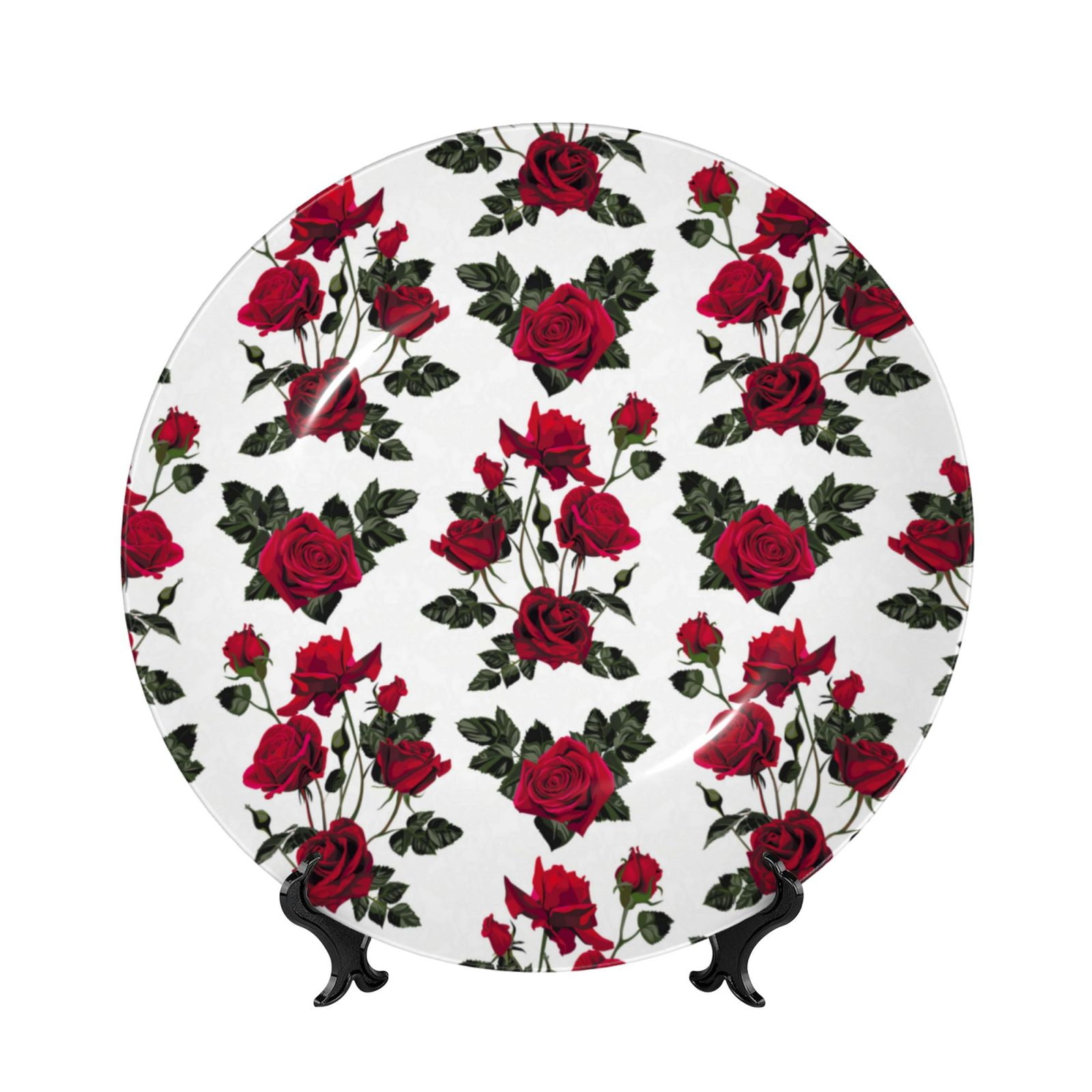 Easygdp Rose Flowers Bone China Decorative Plate Ceramic Dinner Plates ...