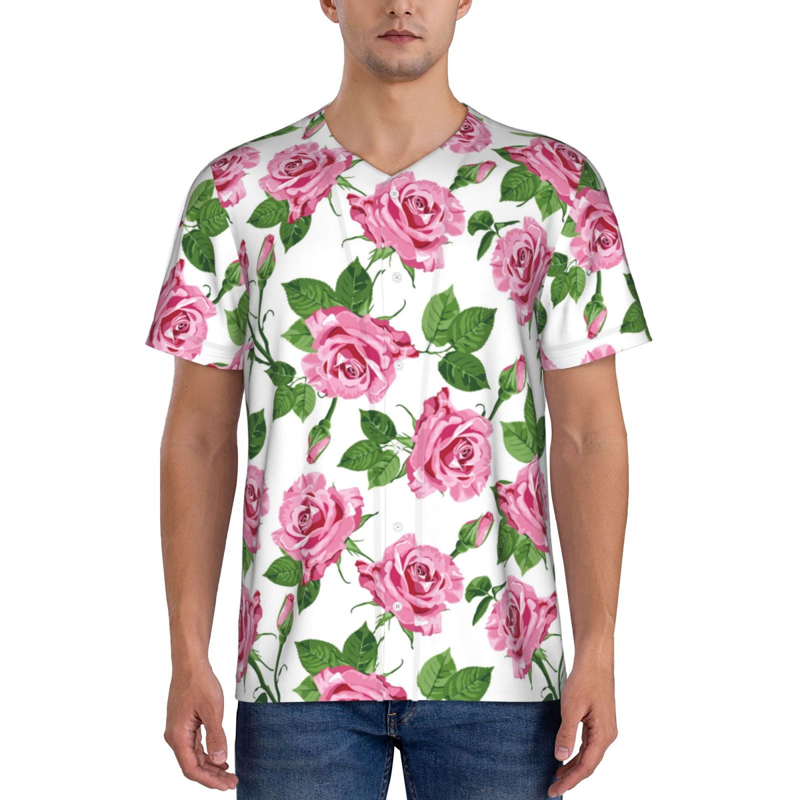 Easygdp Rose Flowers Mens T-Shirts Baseball Vintage Fashionable ...