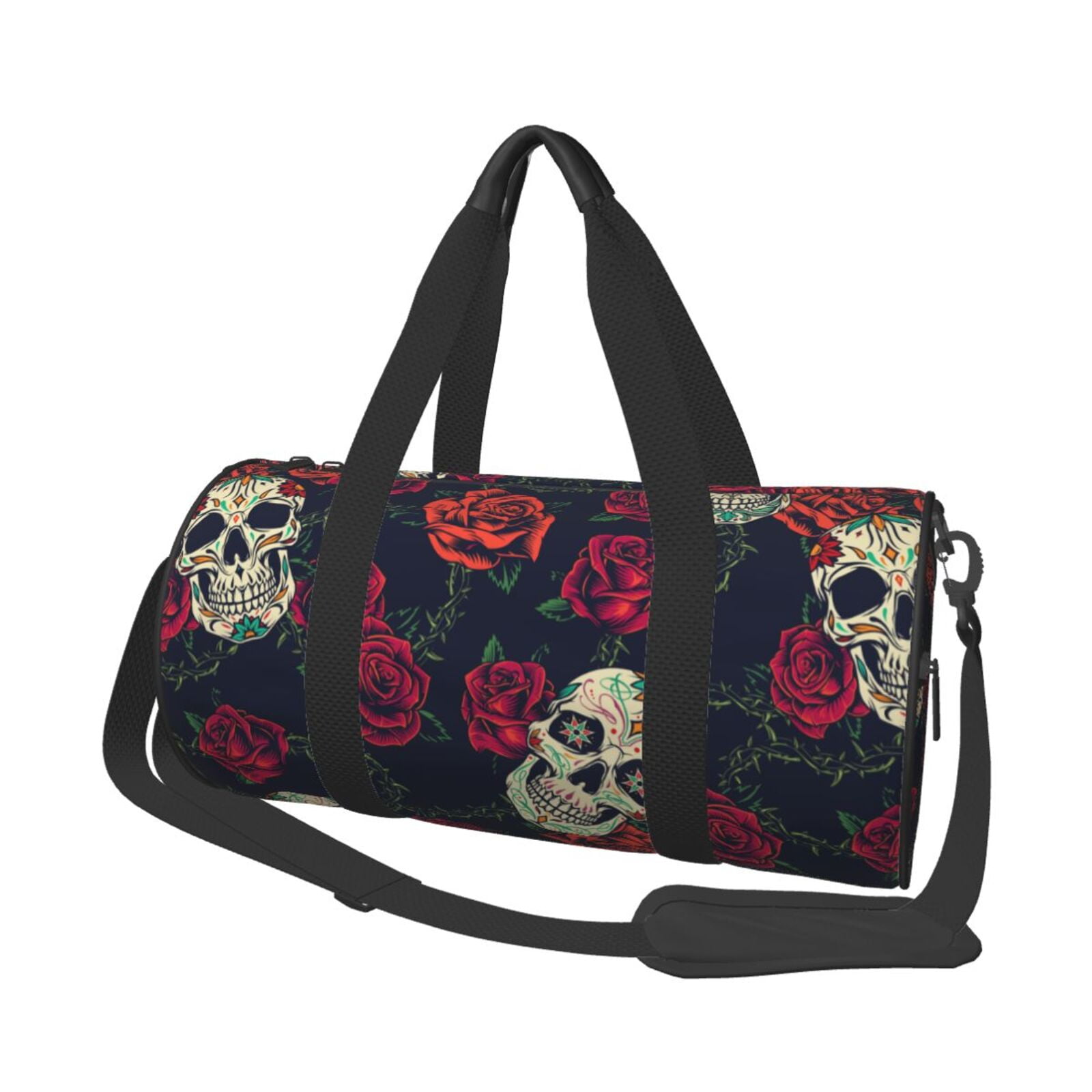 Easygdp Roses Skulls Travel Bag, Camping, Weekend, Carry On Overnight ...