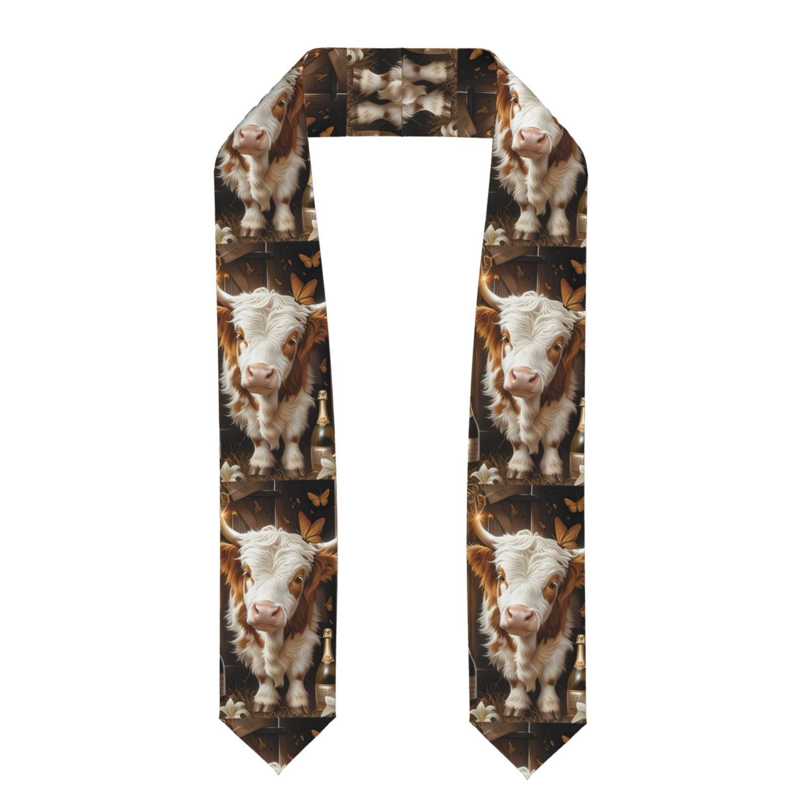 Easygdp Rustic Cow Butterflies Champagne Unisex Adult Graduation Stole ...
