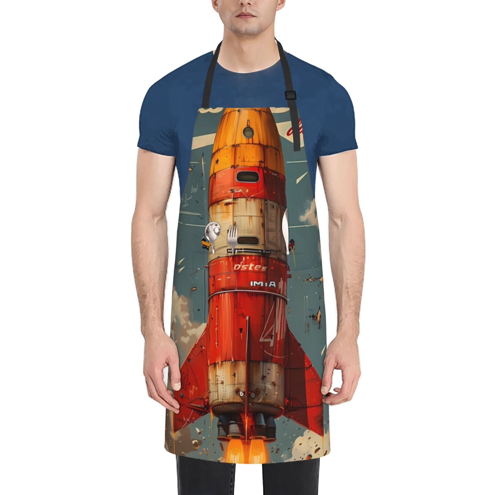 Easygdp Rusty Rocket Launch Waterproof Apron with Pockets Adjustable ...