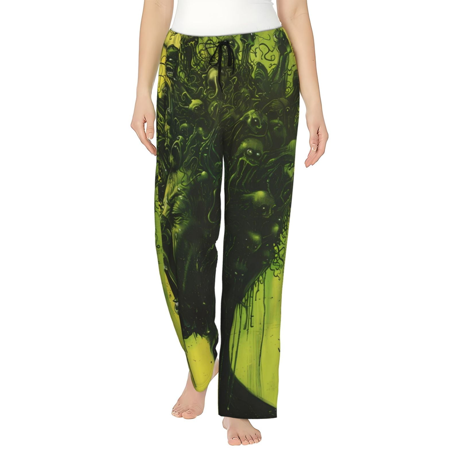 Easygdp Screaming Horror Art Women's Drawstring Pajama Pants | Lounge ...