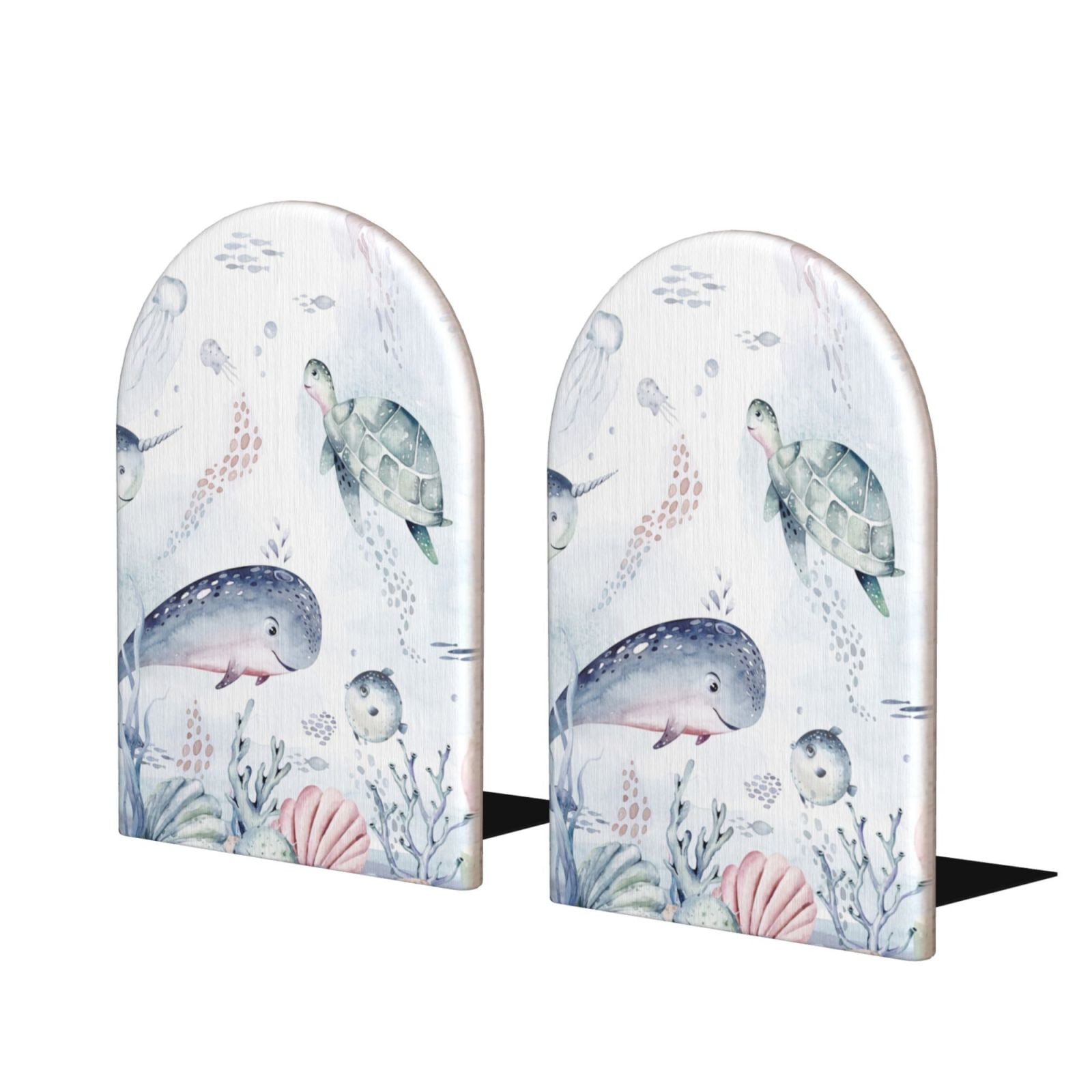 Easygdp Sea Animals 2 Pcs Bookend Large Capacity Office Book Ends for ...