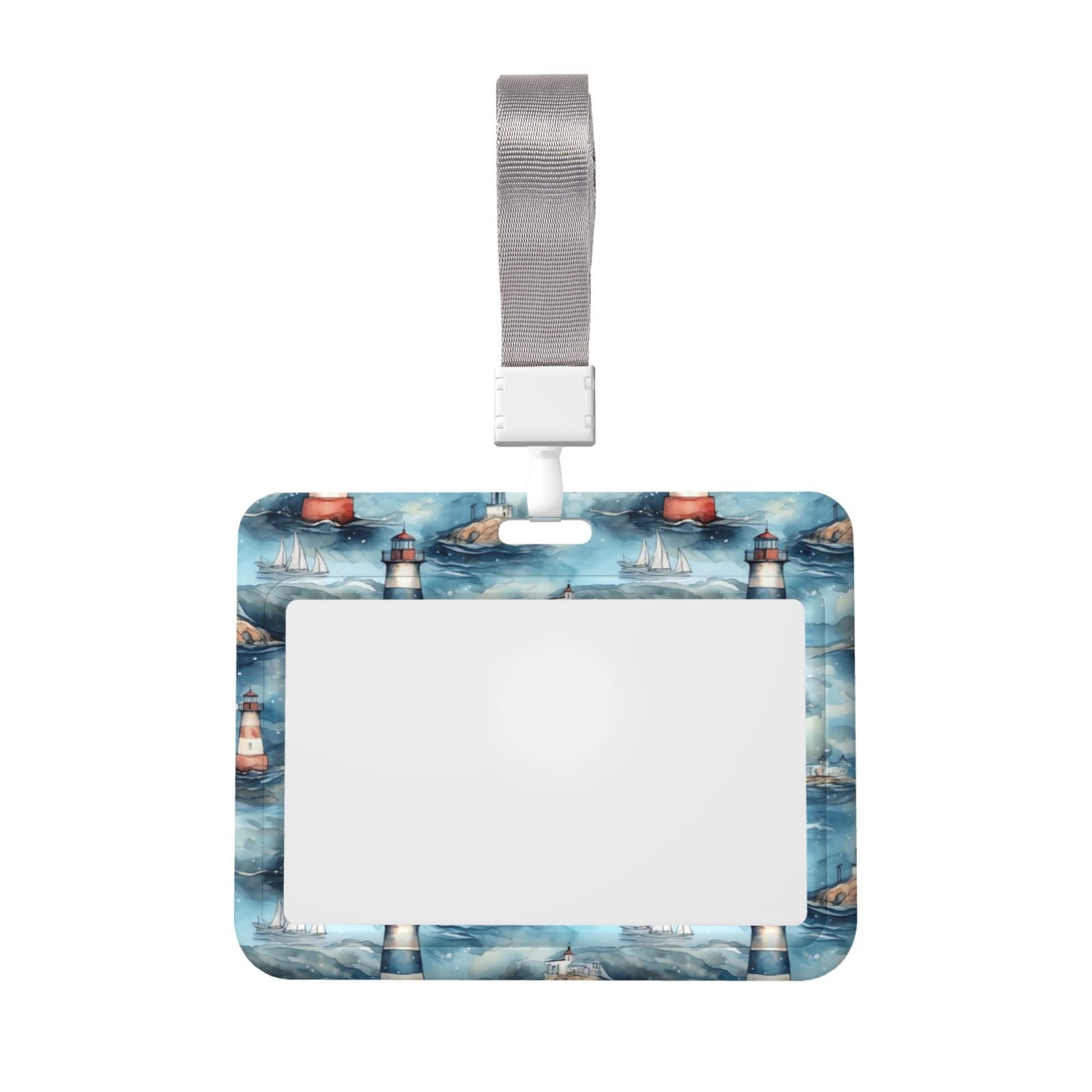 Easygdp Sea Marine And Lighthouse Card Badge Holder Work Badge Sleeve ...