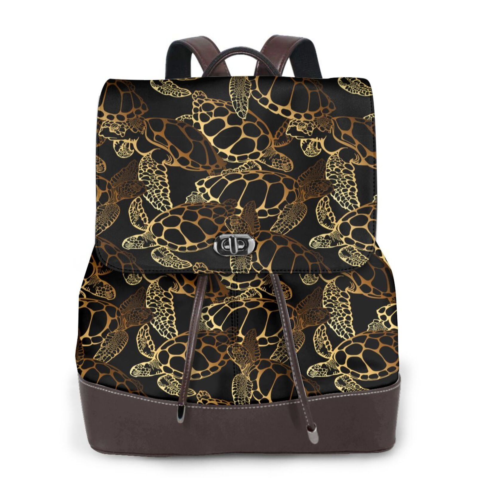 Easygdp Sea Turtle With Ocean Leather Backpack Purse Ladies Shoulder ...