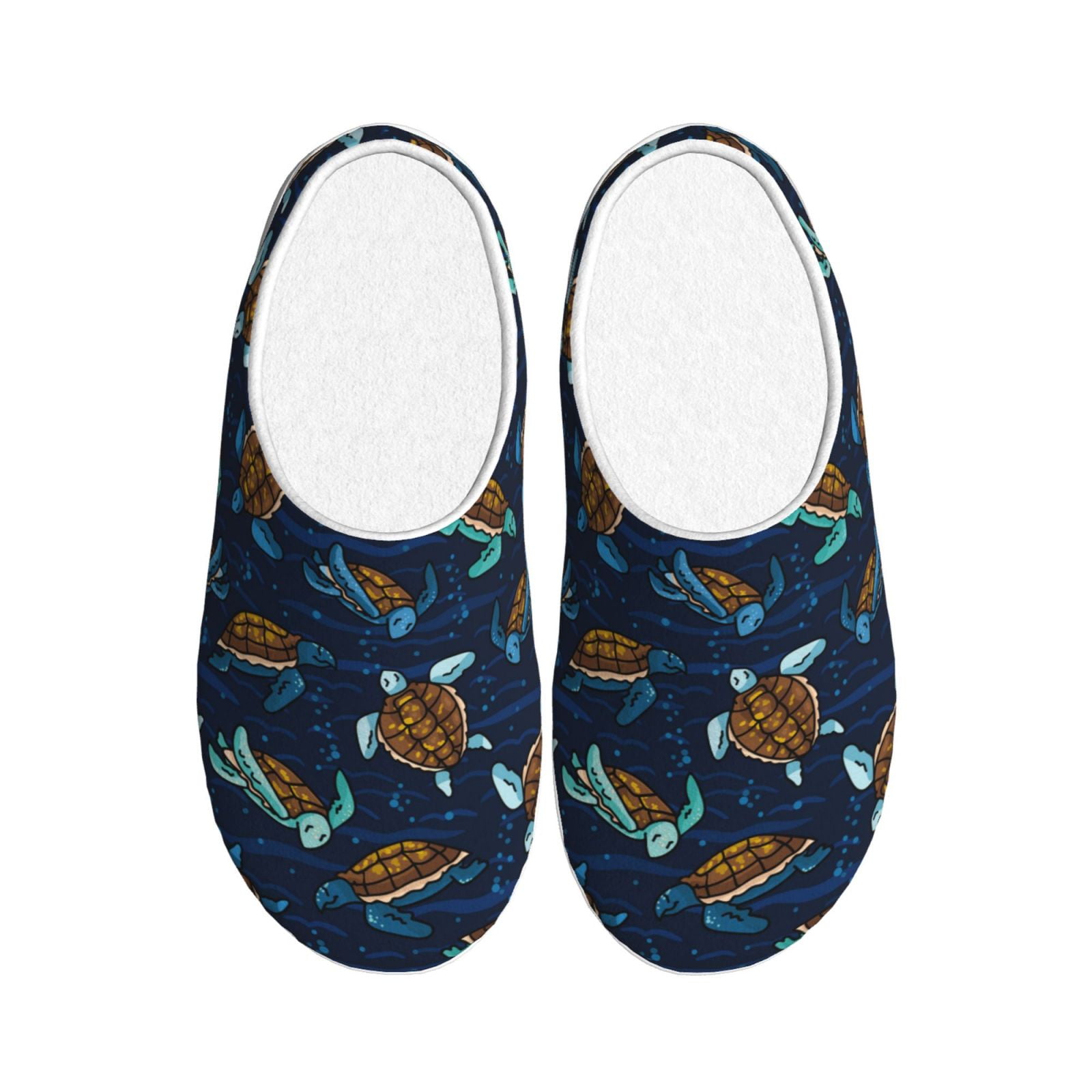 Easygdp Sea Turtles Swimming Slippers for Women Mens Winter Warm Home ...